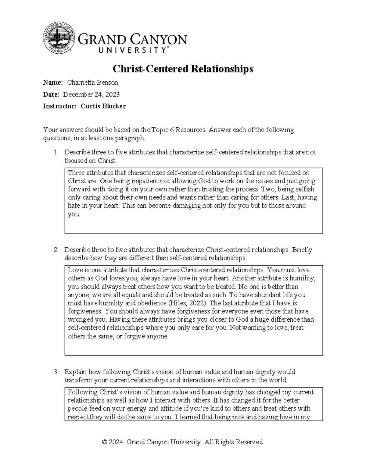 CWV-316 Christ-Centered Relationships: Attributes and Transformations ...