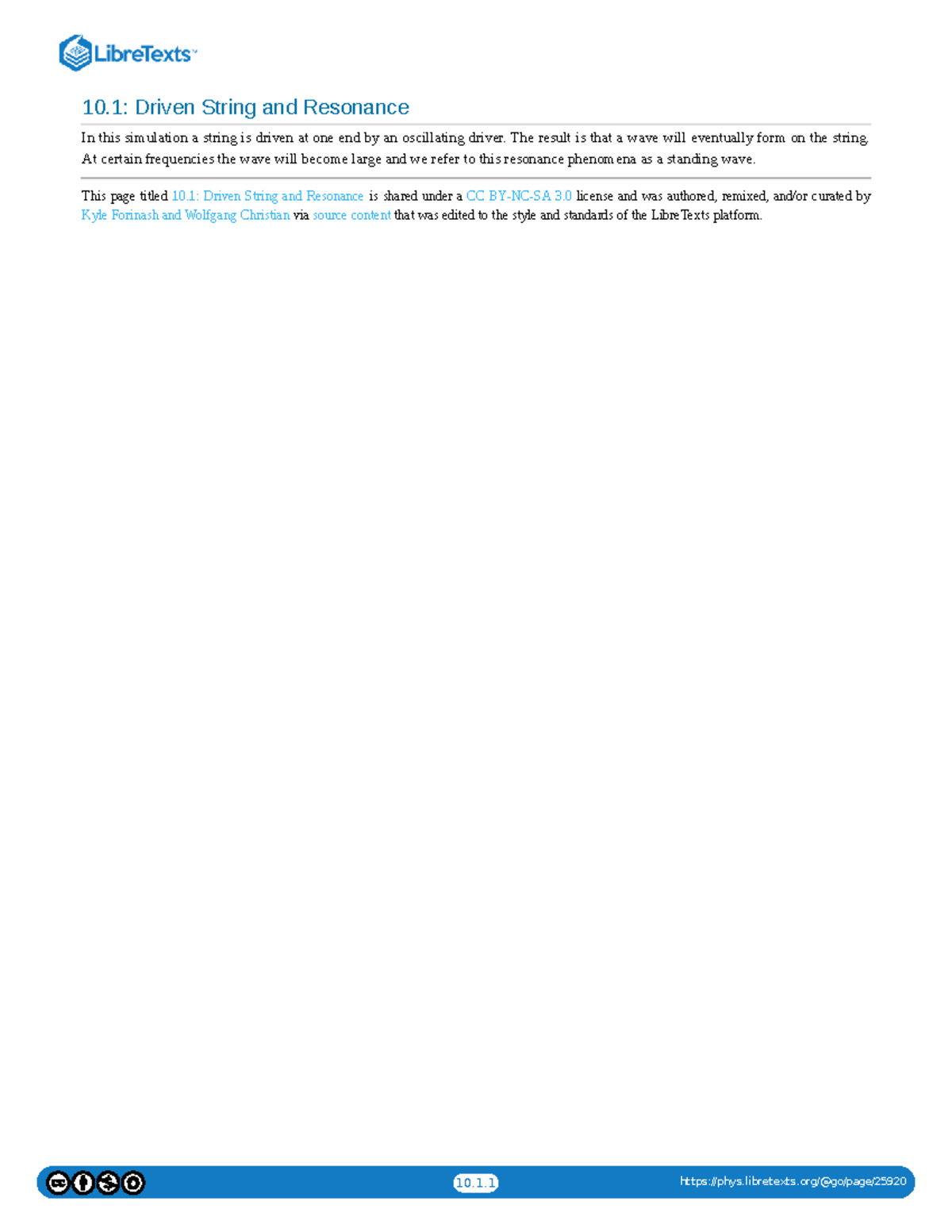 10.1 Driven String and Resonance - 10.1 phys.libretexts/@go/page/ 10 ...
