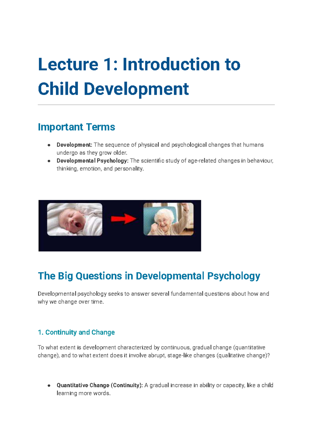 Lecture 1: Intro to Child Development & Key Concepts (PSY 101) - Studocu