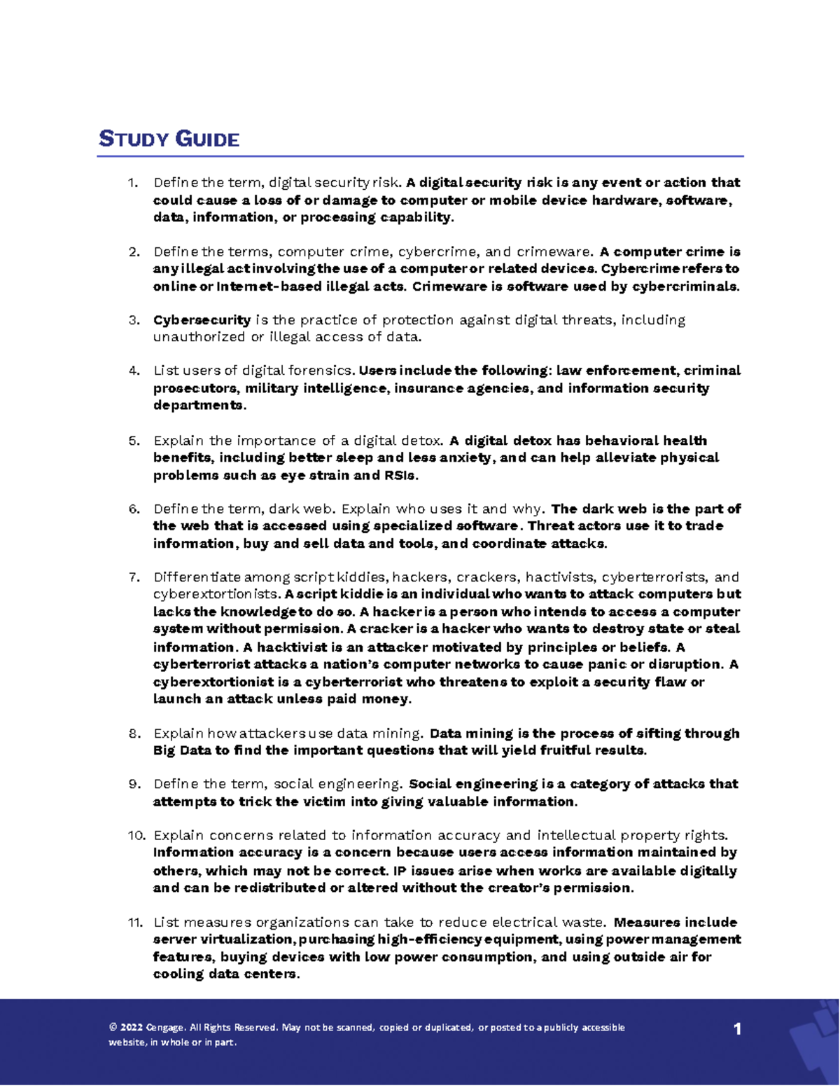 Digital Security Risks and Cybersecurity Concepts - Module 5 Study ...