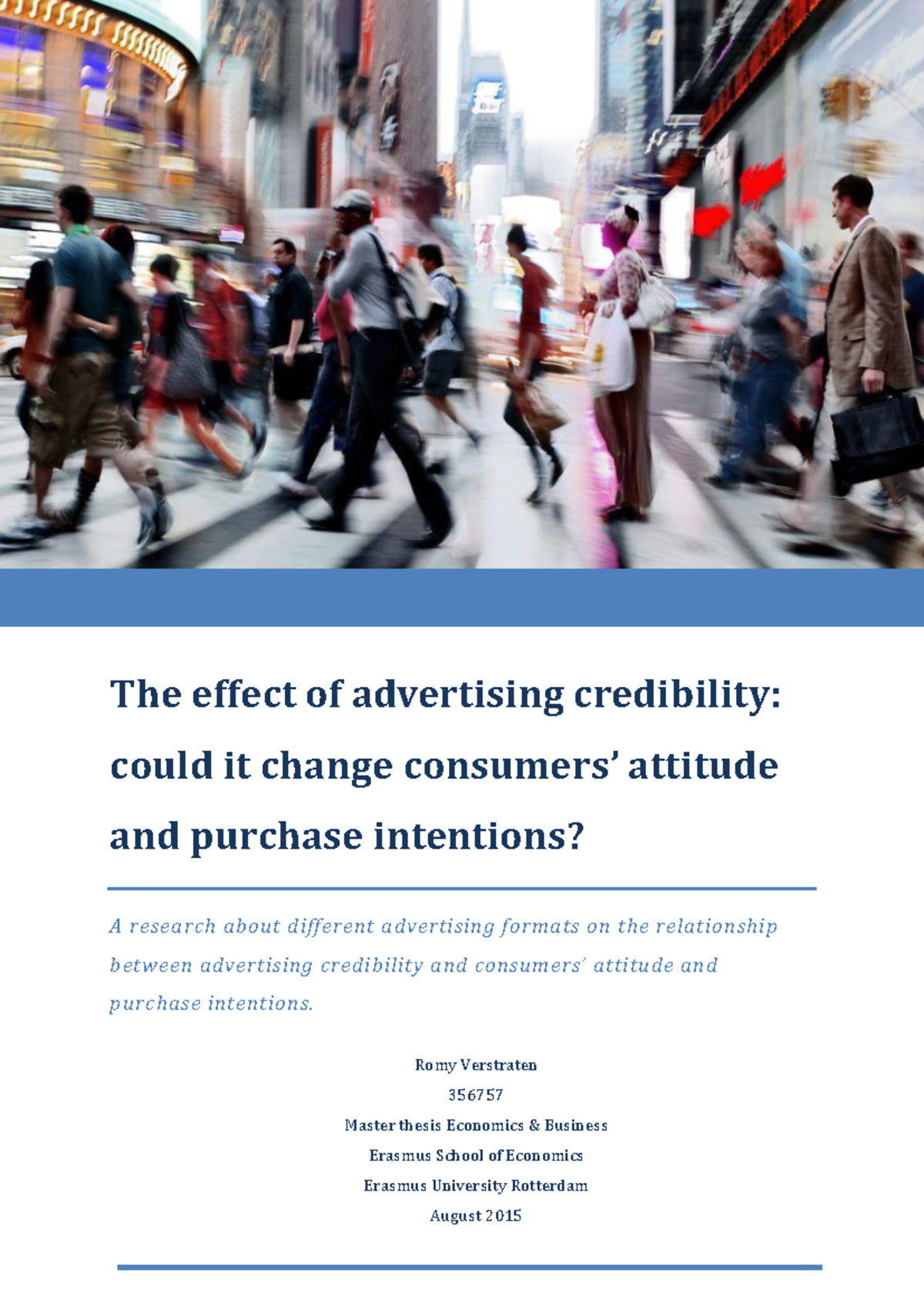 MSc Thesis - Marketing: Impact of Advertising Credibility on Consumer ...