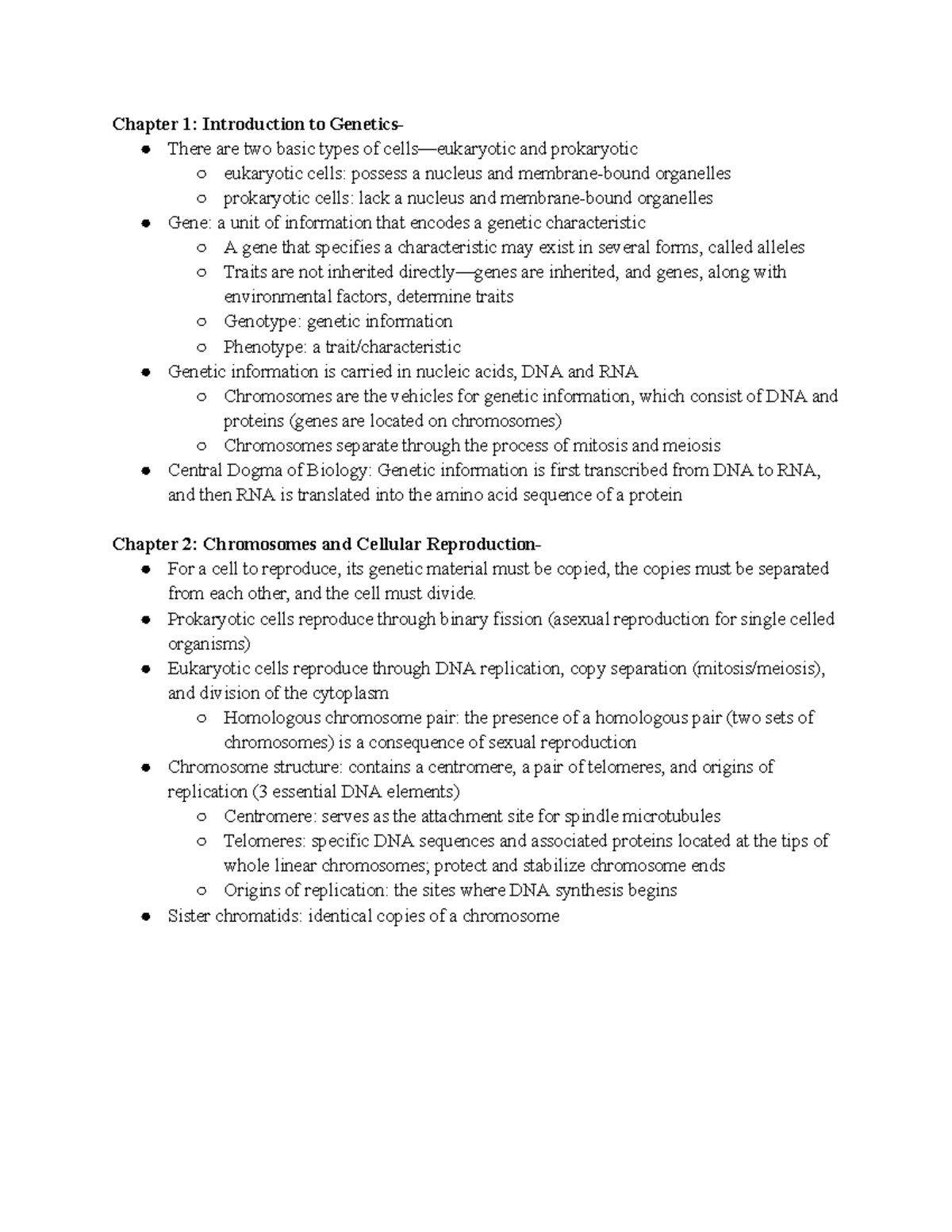 Genetics Lecture Notes: Key Concepts on Mitosis & Inheritance (BIO101 ...