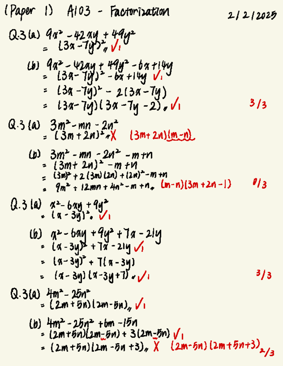 A103 - Factorization Techniques and Examples for Paper - Studocu