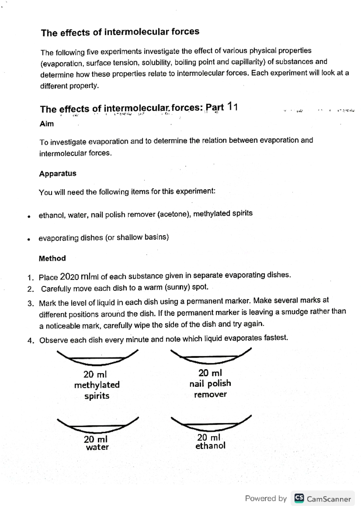Intermolecular Forces Lab: Experiments on Evaporation, Surface Tension ...