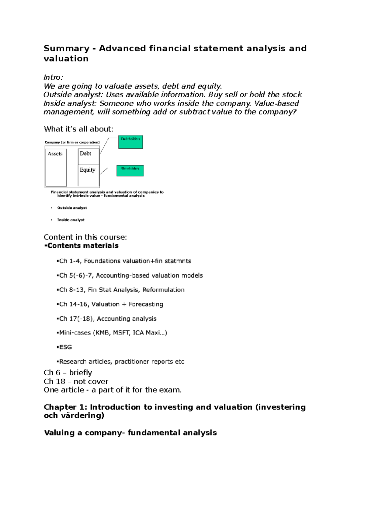 Summary (sammanfattning) - Advanced financial statement analysis and ...