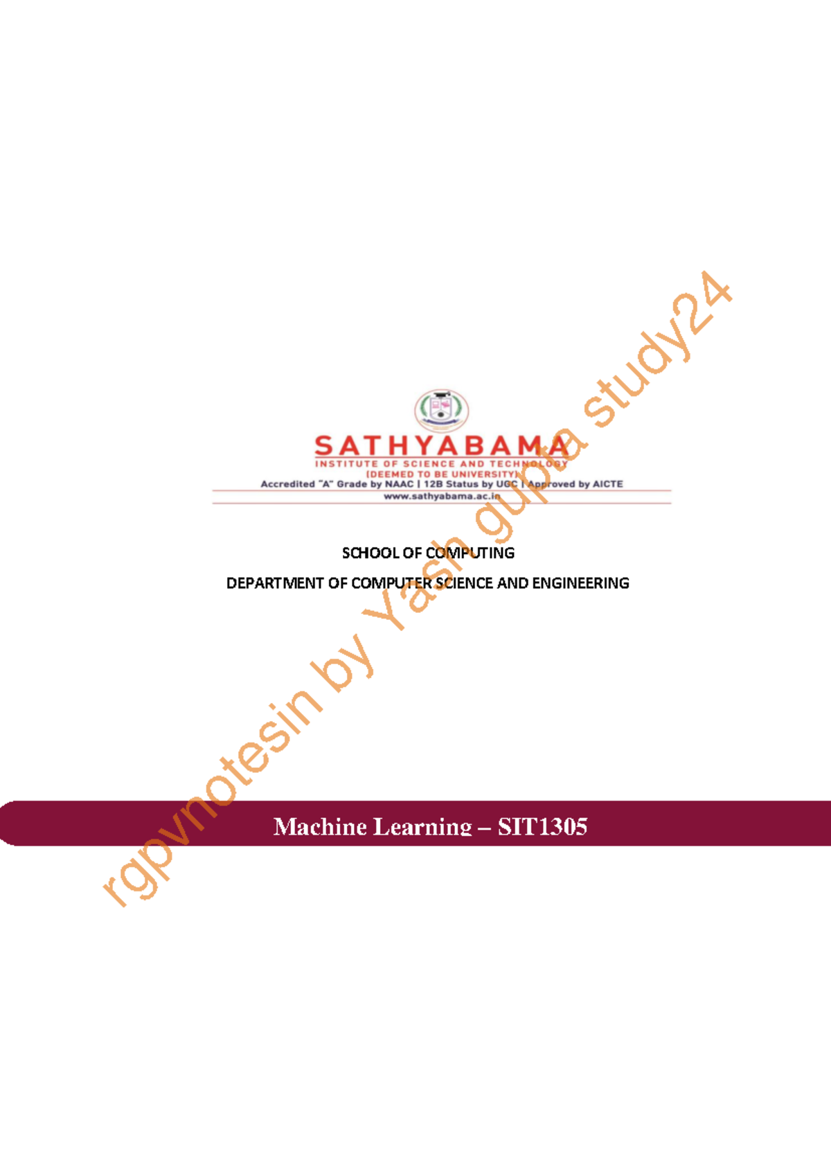 SIT1305 Machine Learning Notes: Unit I & II Overview and Concepts - Studocu