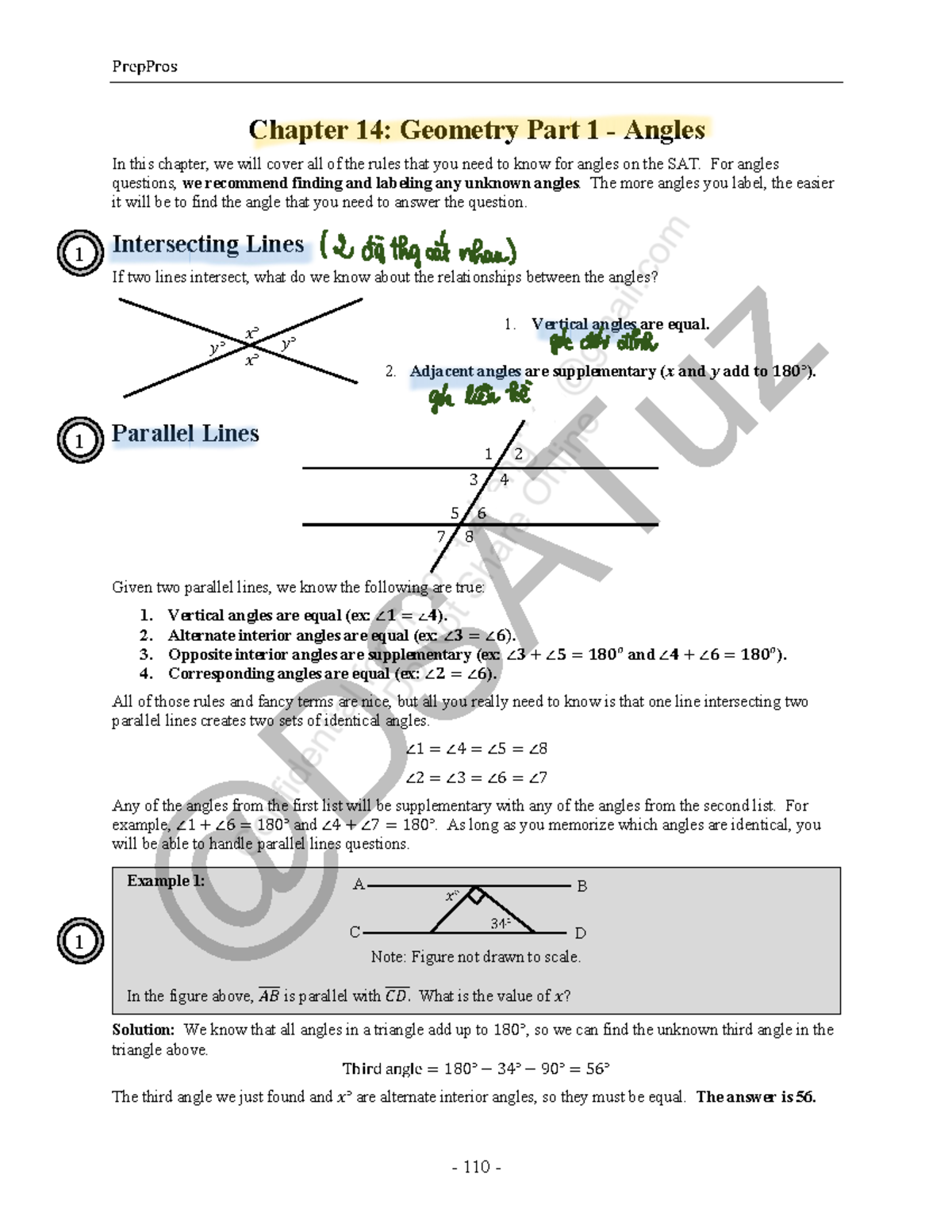 PrepPros Geometry Chapter 14: Angles and Their Relationships - Studocu