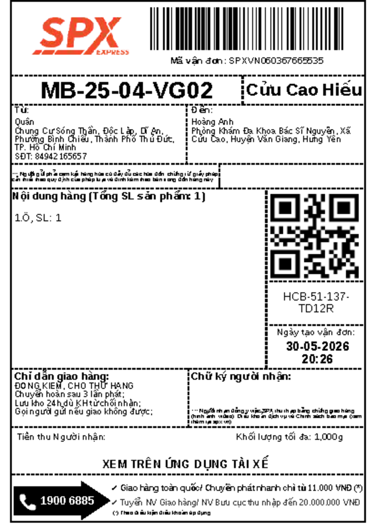 Batch Shipping Label: SPXVN060367665535 for Delivery - Studocu