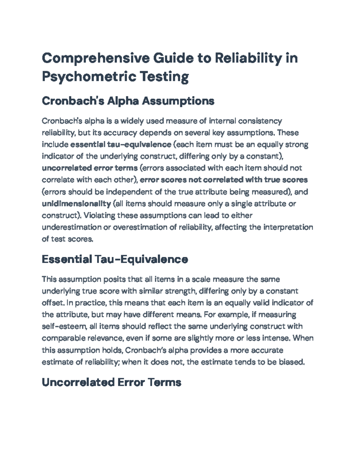 Comprehensive Guide to Reliability Measurement in Psychometric Testing ...