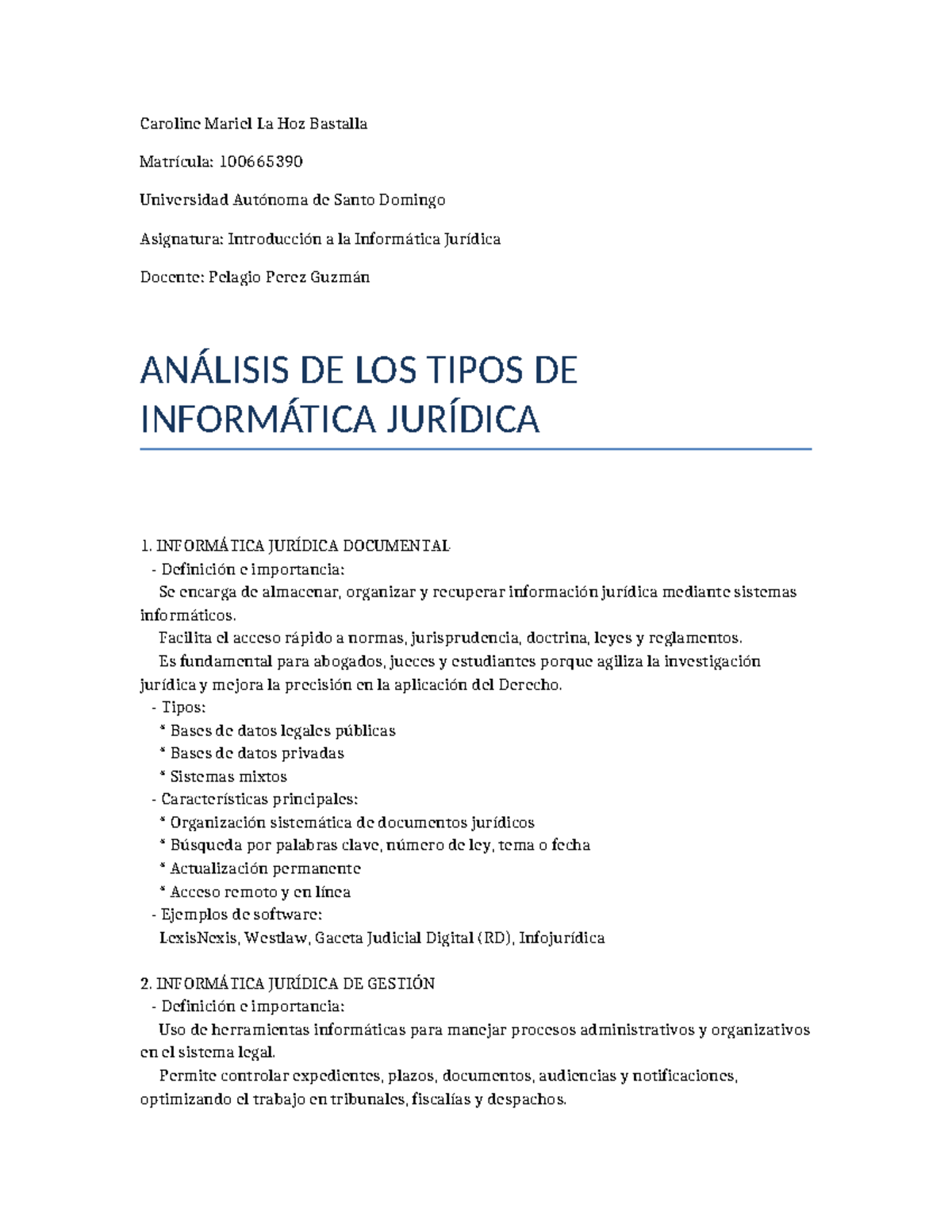 Análisis de Tipos de Informática Jurídica - Introducción a la ...