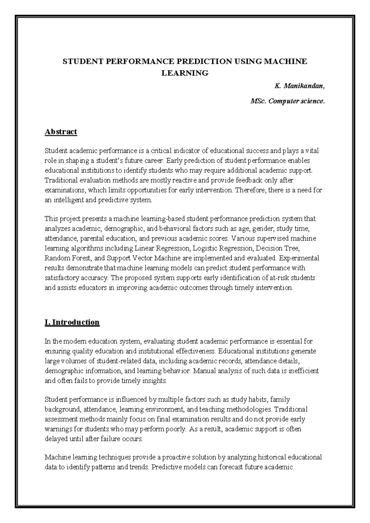 MSc CS: Review of Literature on Student Performance Prediction - Studocu
