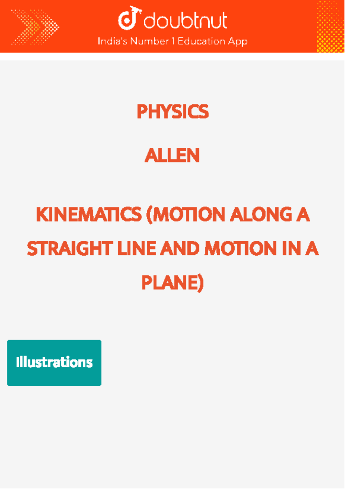 PHYSICS 34125 KINEMATICS: Motion Along a Straight Line & Plane - Studocu