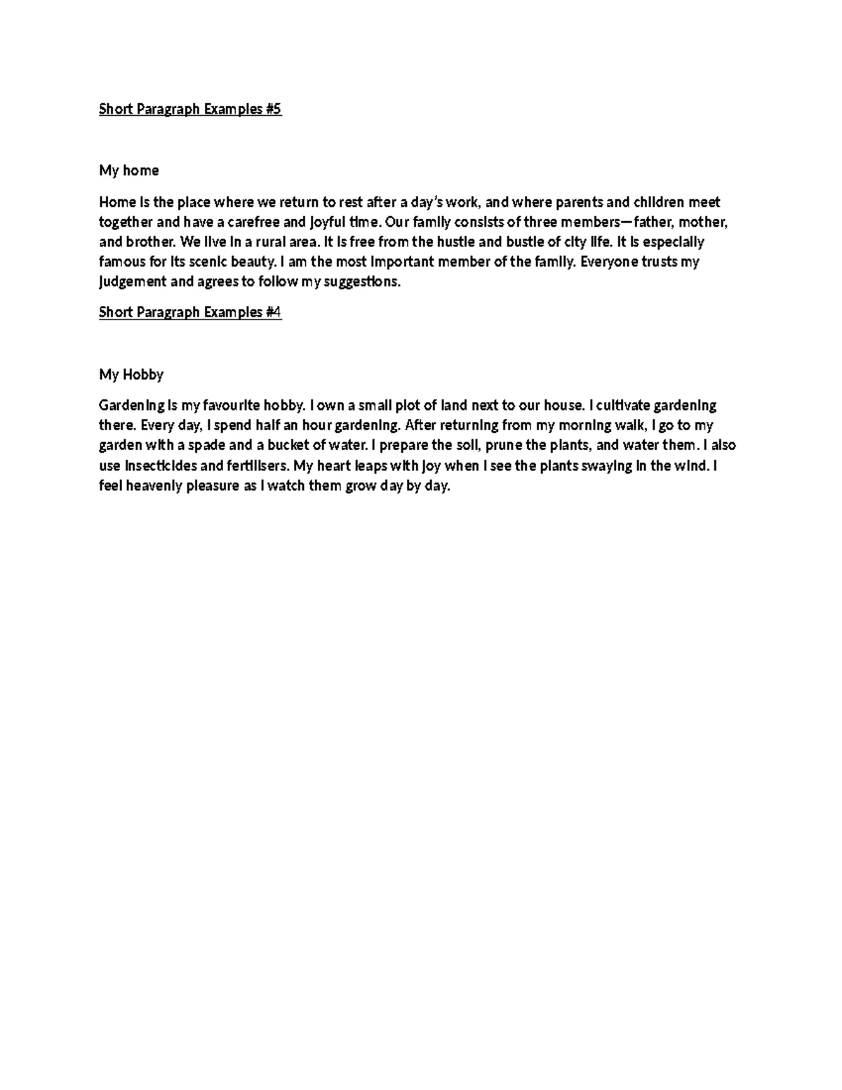 Short Paragraph Examples - But when one looks at trees, one cannot ...