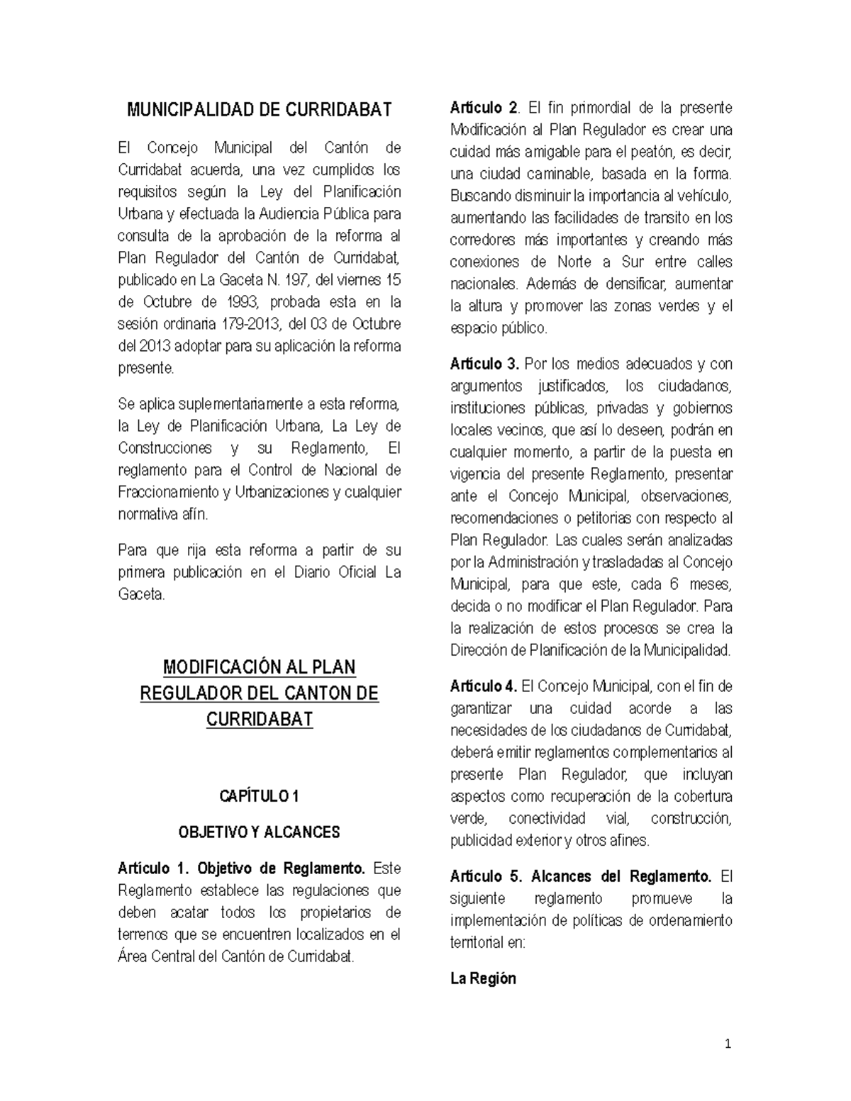 Modificación al Plan Regulador del Cantón de Curridabat 2013 - Studocu
