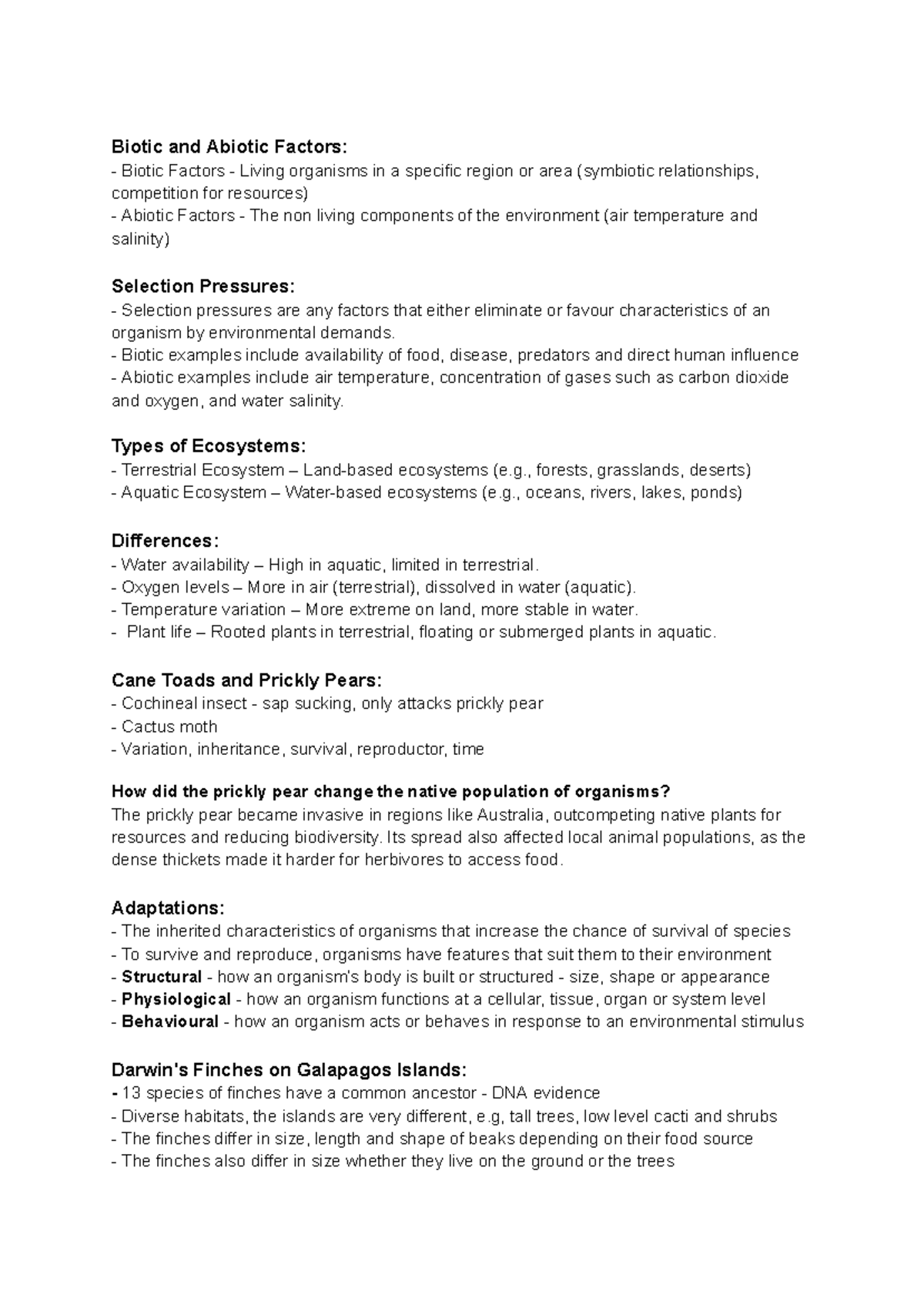 Biology Notes Module 3: Biotic & Abiotic Factors in Ecosystems - Studocu
