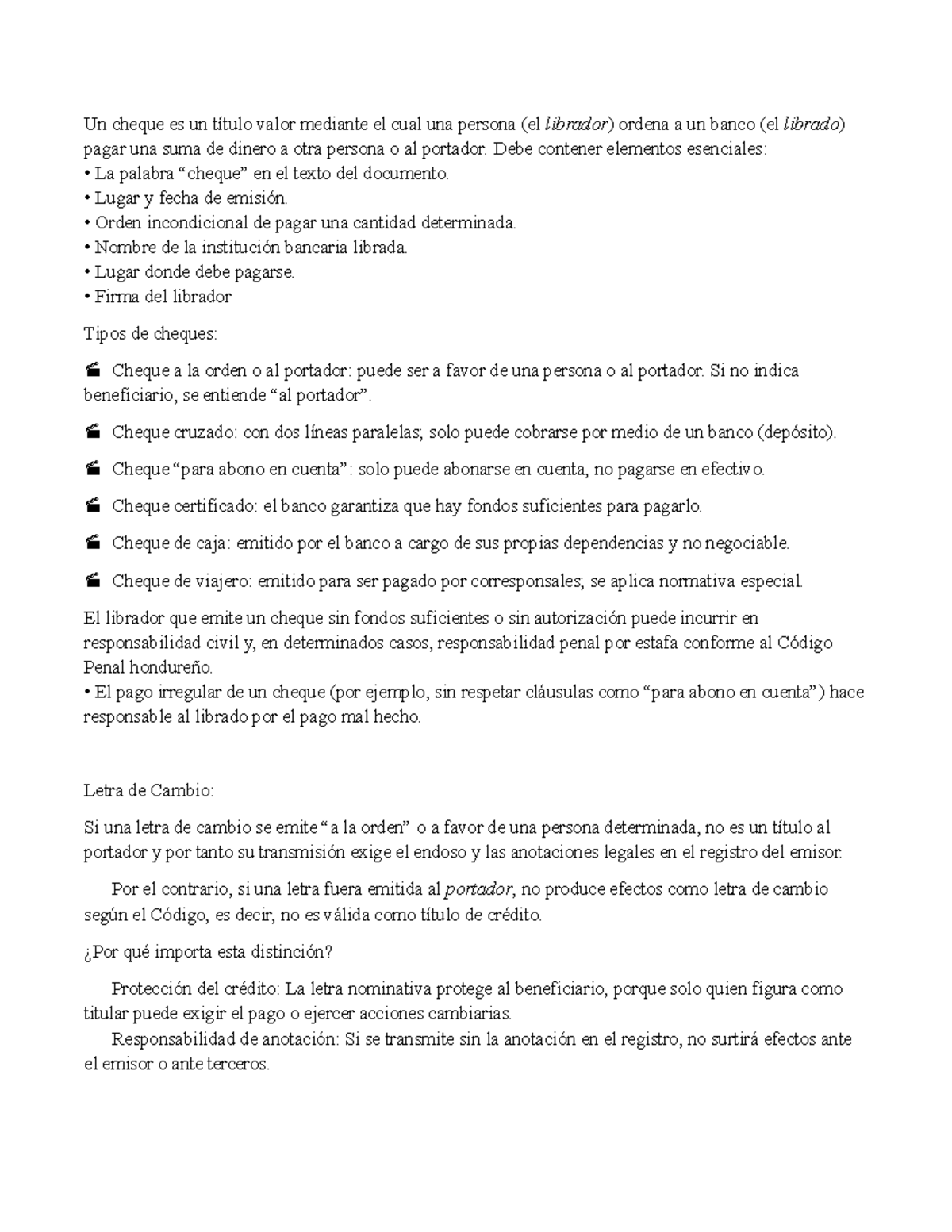 Ejemplos Prácticos y Casos de Uso Mercantil en Cheques y Letras - Studocu