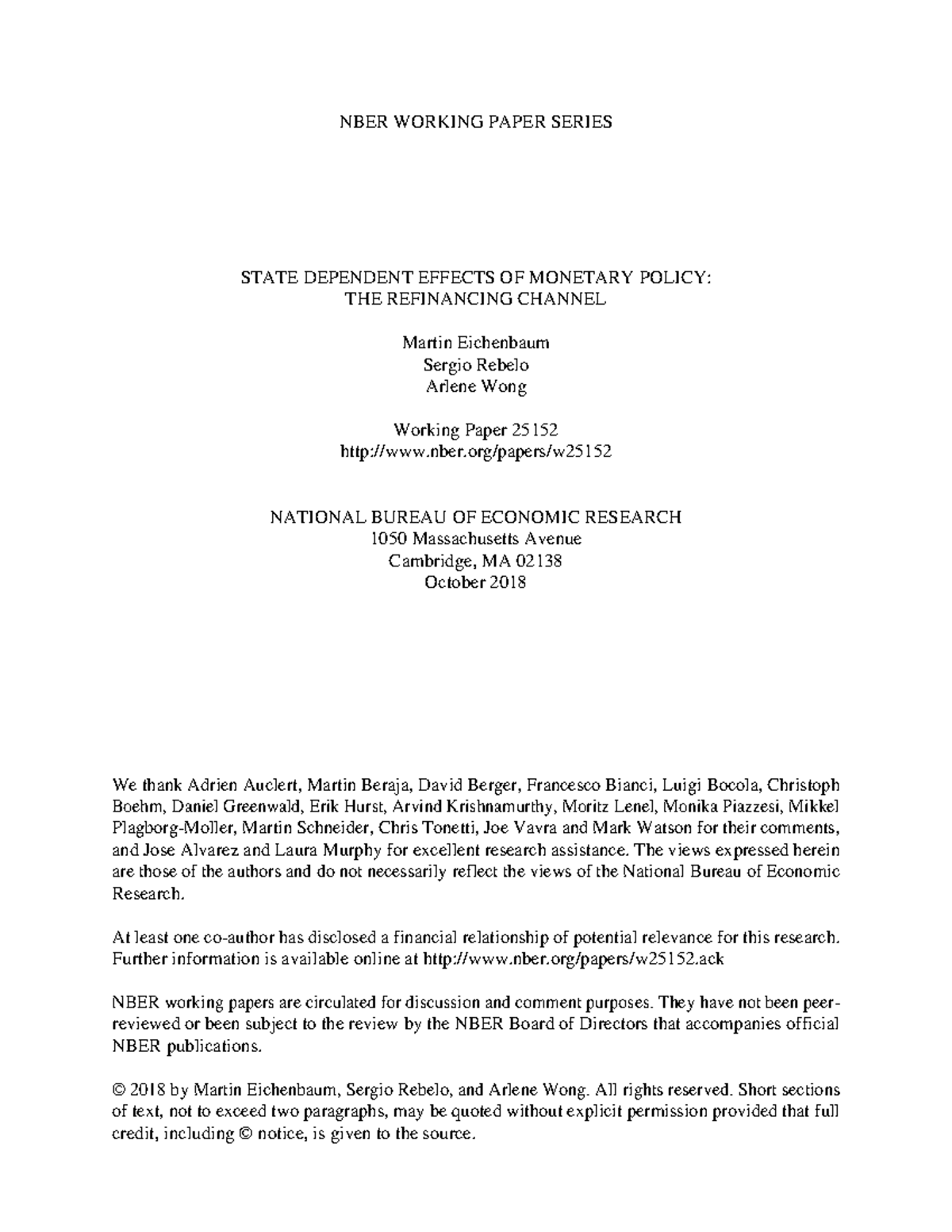W25152 - An study of monetary policy - NBER WORKING PAPER SERIES STATE ...