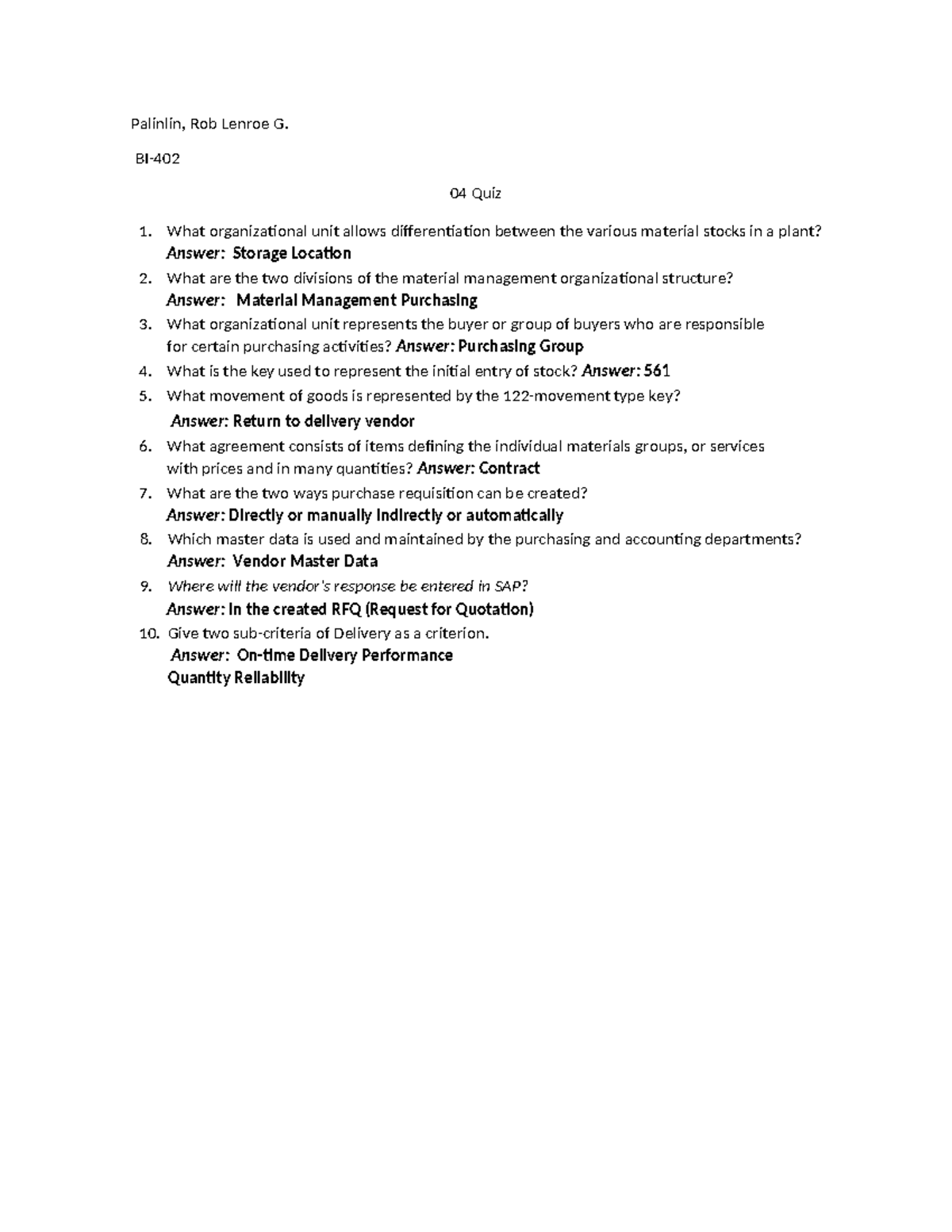 04Quiz Palinlin - SIA QUIZ - Palinlin, Rob Lenroe G. BI- 04 Quiz What ...