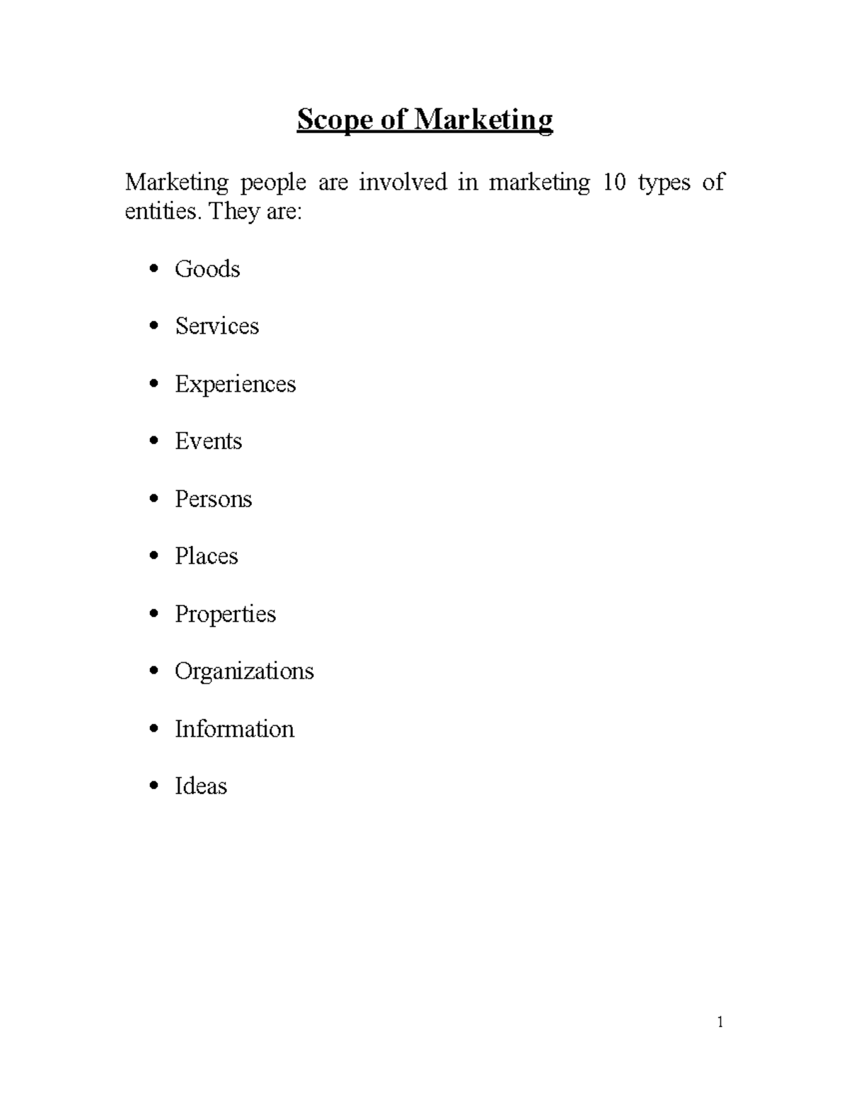 MM Notes - Scope of Marketing Marketing people are involved in ...
