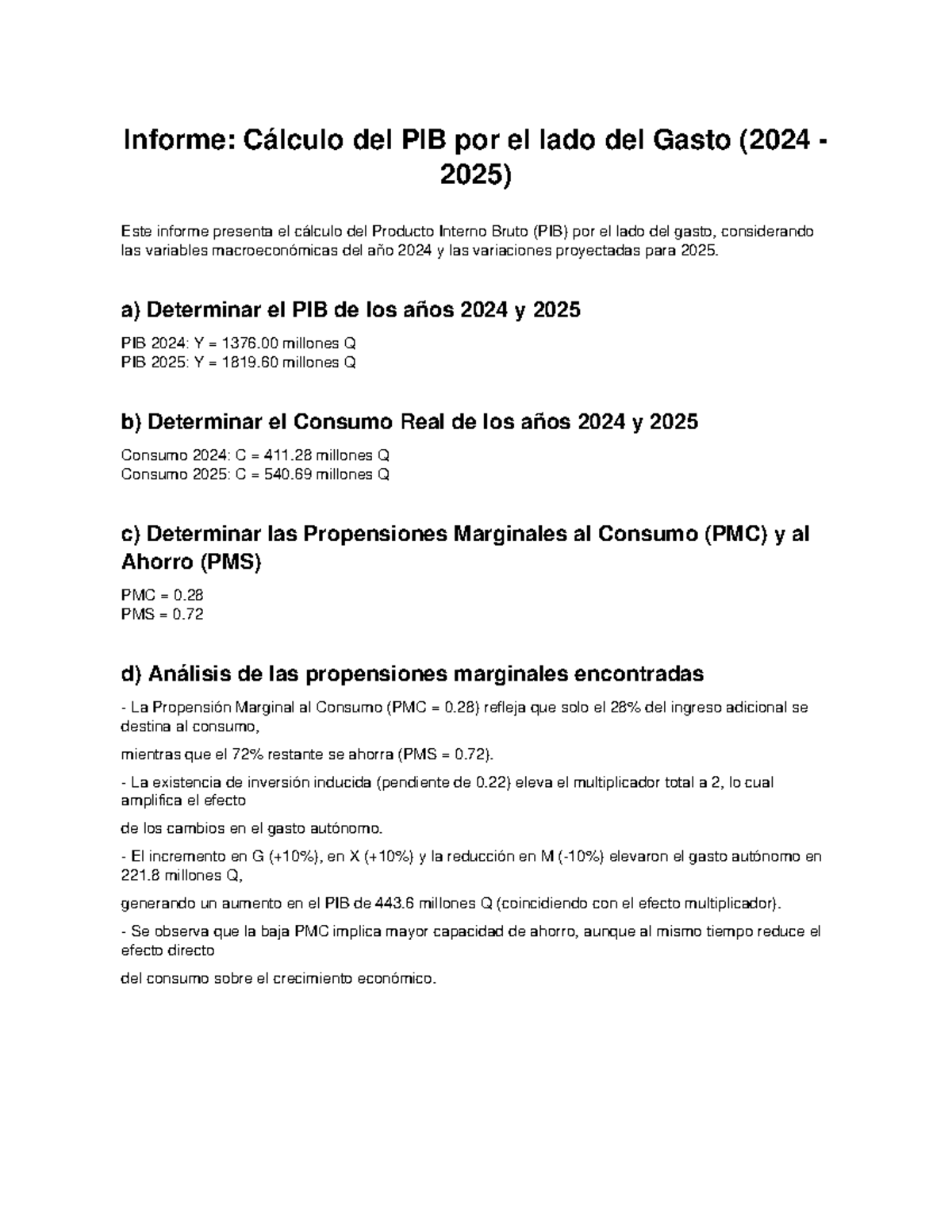 Cálculo del PIB por el Método del Gasto (2024-2025) - Studocu