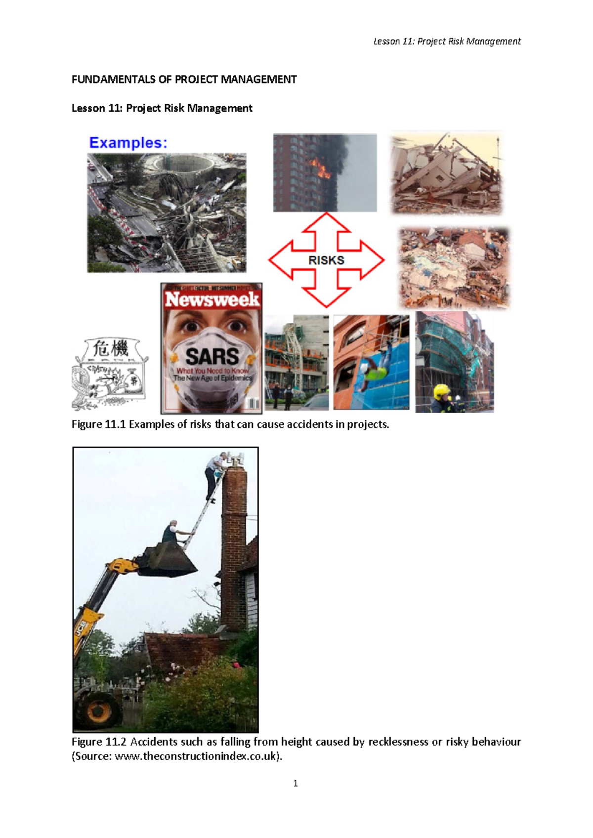 Lect 11 - List of Figures (Project Risk Management) - FUNDAMENTALS OF ...