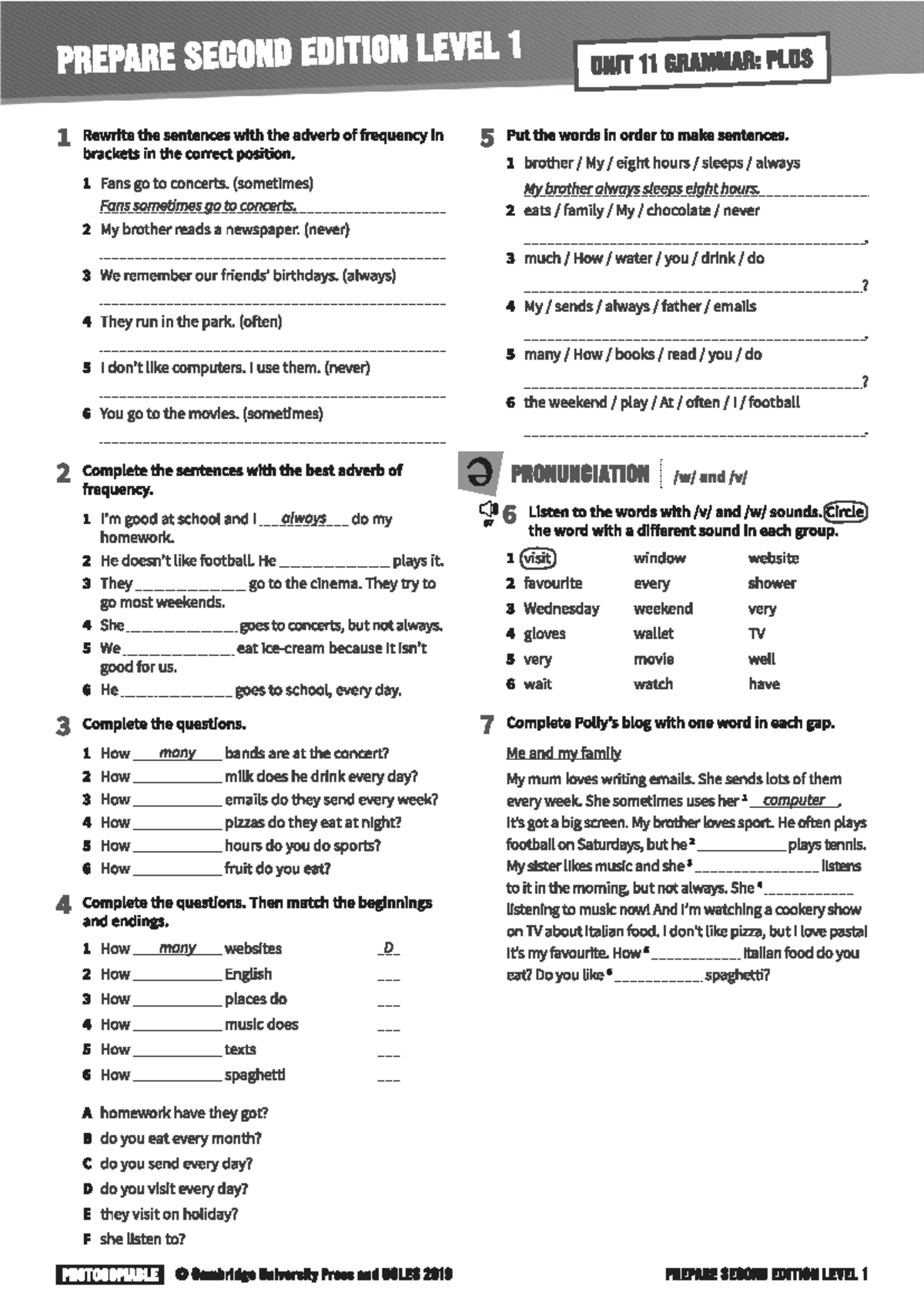 Test Grammar 11 - U11: Adverbs of Frequency Exercises - Studocu