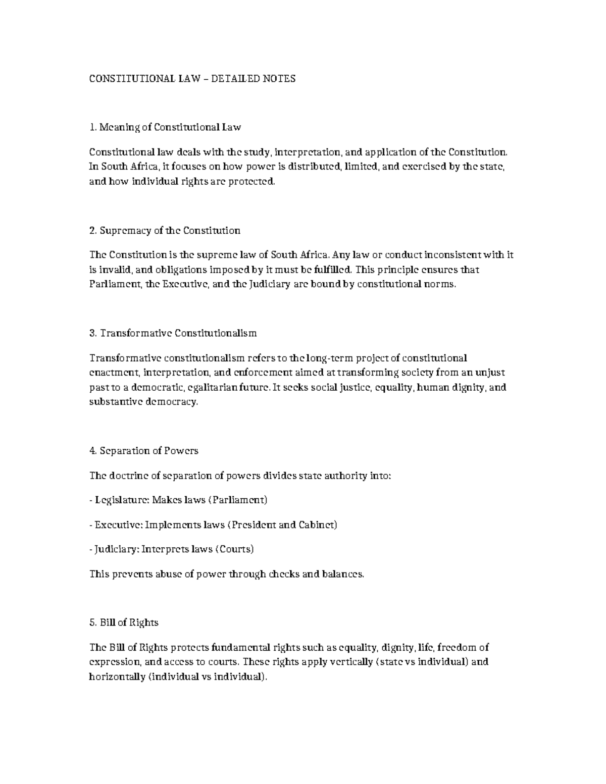 CONSTITUTIONAL LAW NOTES: KEY CONCEPTS & PRINCIPLES - Studocu