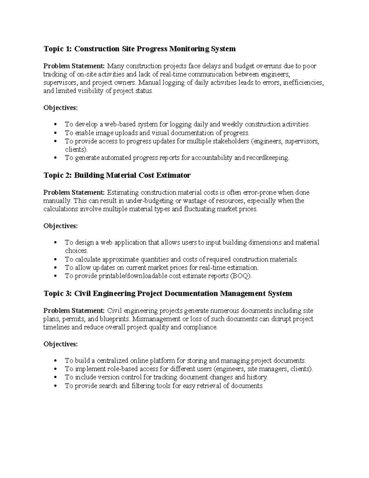 Construction Project Management System Proposal (CIV 101) - Studocu