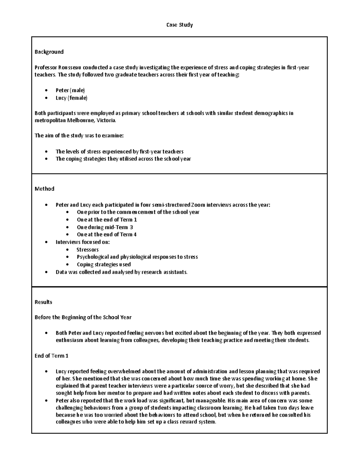 Case Study on Stress and Coping in Teachers (U3AOS1) - Studocu