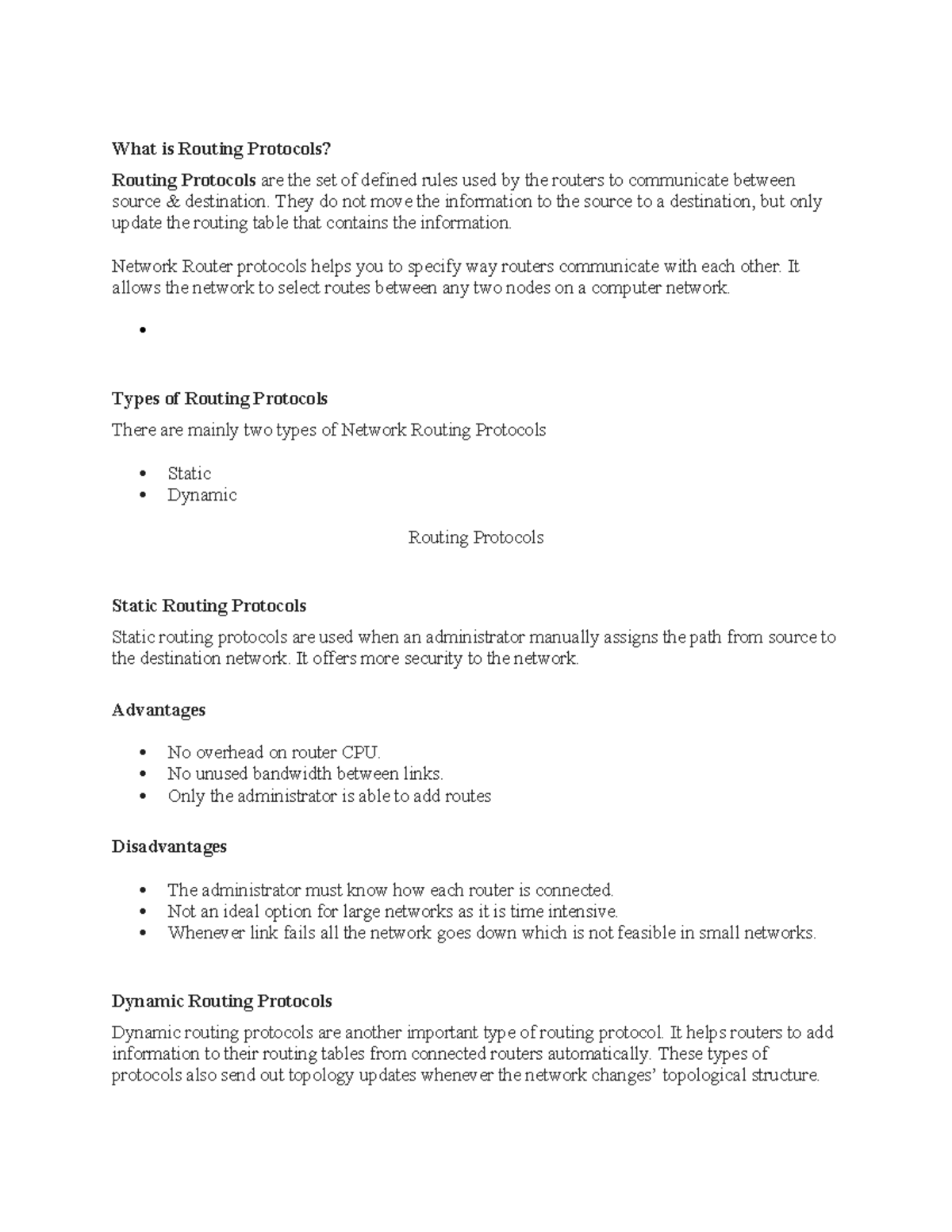 Routing Protocols Overview: Types, Advantages, and Disadvantages - Studocu