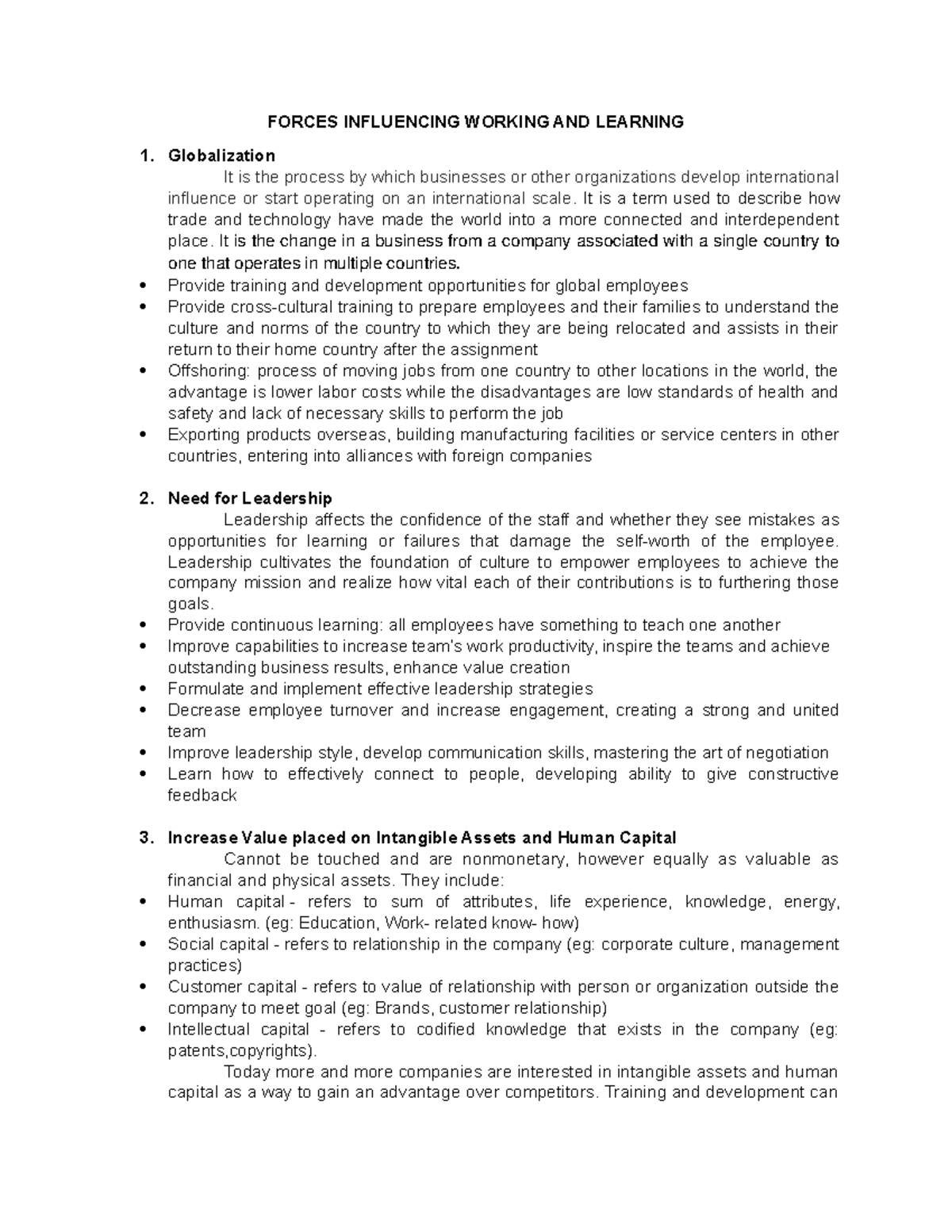 Forces Influencing Learning and working - FORCES INFLUENCING WORKING ...