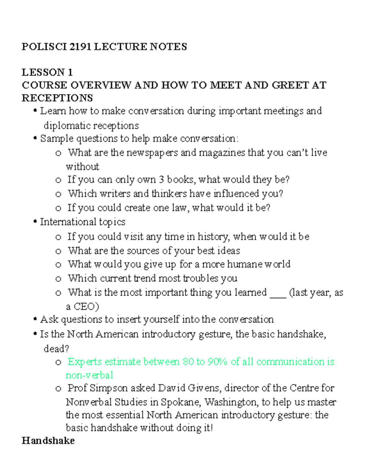 POLISCI 2191 Lecture Notes: Diplomatic Engagement Techniques - Studocu