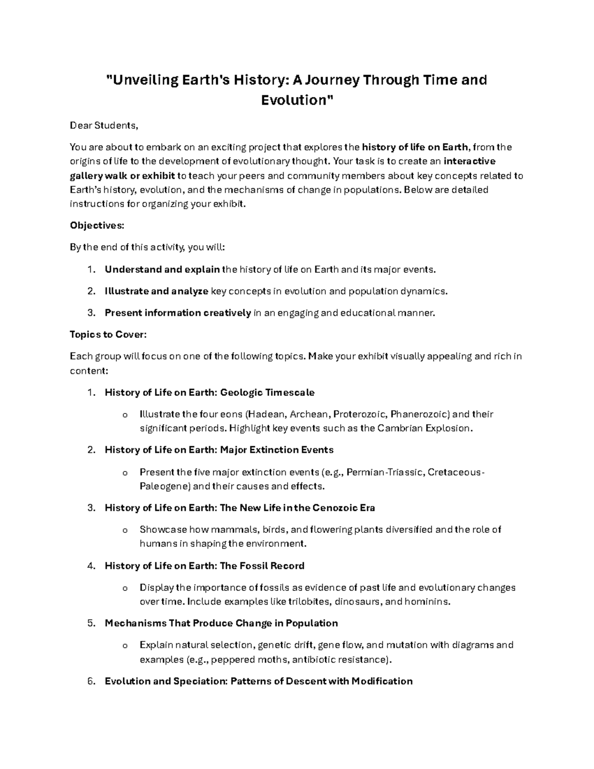 Evolution AND Origin OF Biodiversity - "Unveiling Earth's History: A ...