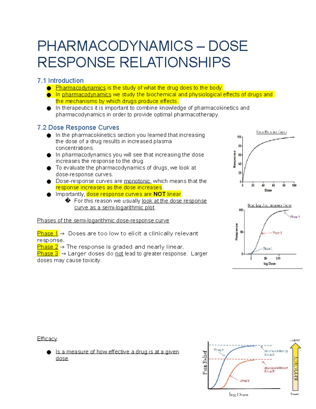 Module 7 Pharmacodynamics - Dose Response Relationships ...