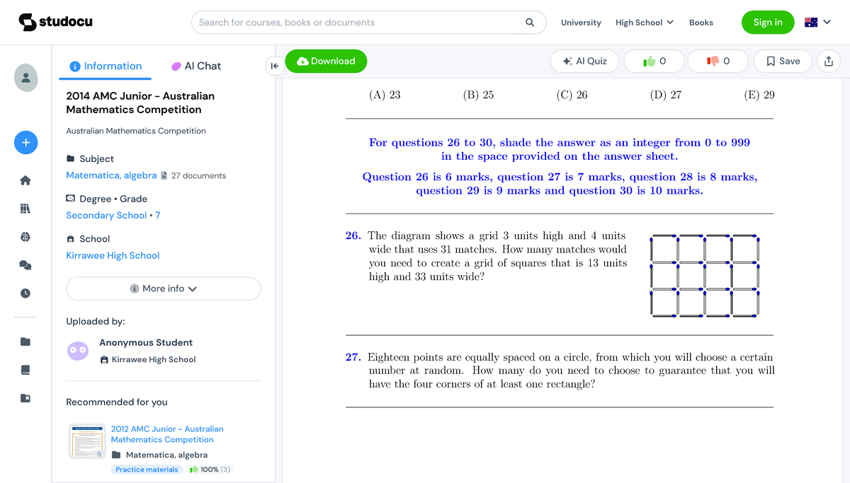 2014 AMC Junior Division - Math Competition Problem Set & Solutions ...