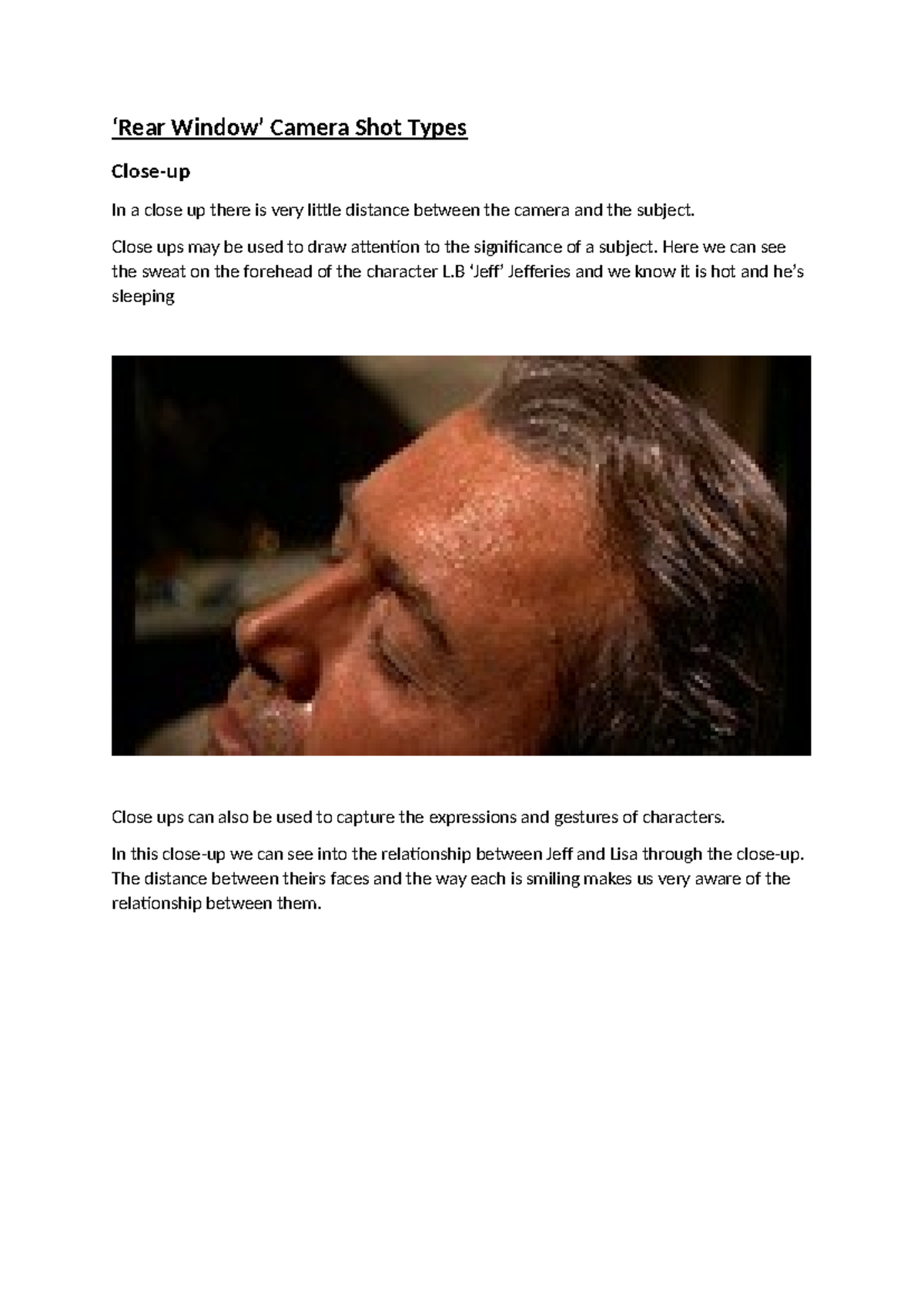 ENG 101: Camera Shot Types in ‘Rear Window’ Film Analysis - Studocu