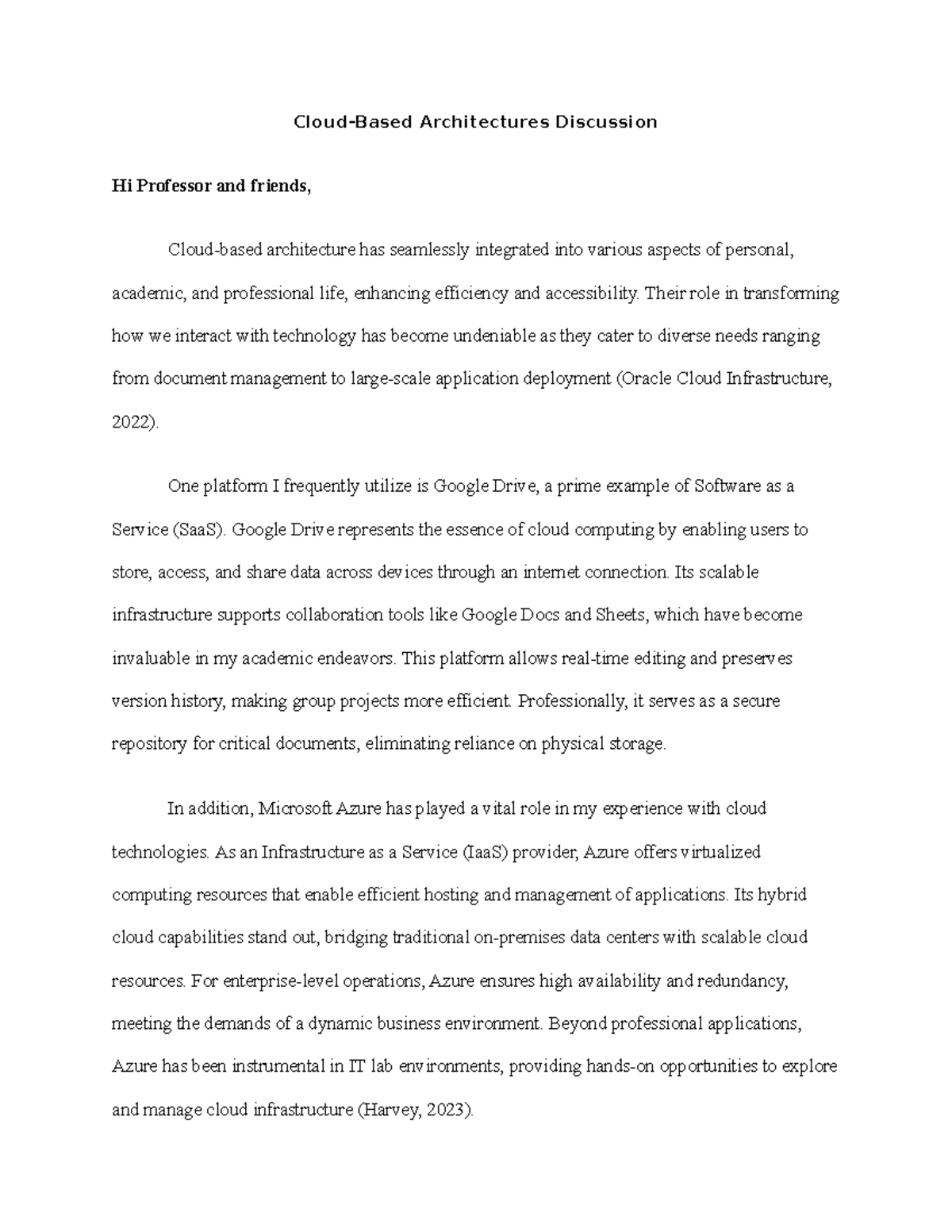 IT-272-3-1 Discussion on Cloud-Based Architectures and Their Impact ...