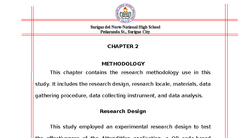 AttendWise Application Methodology: CHAPTER 2 Research Design & Testing ...