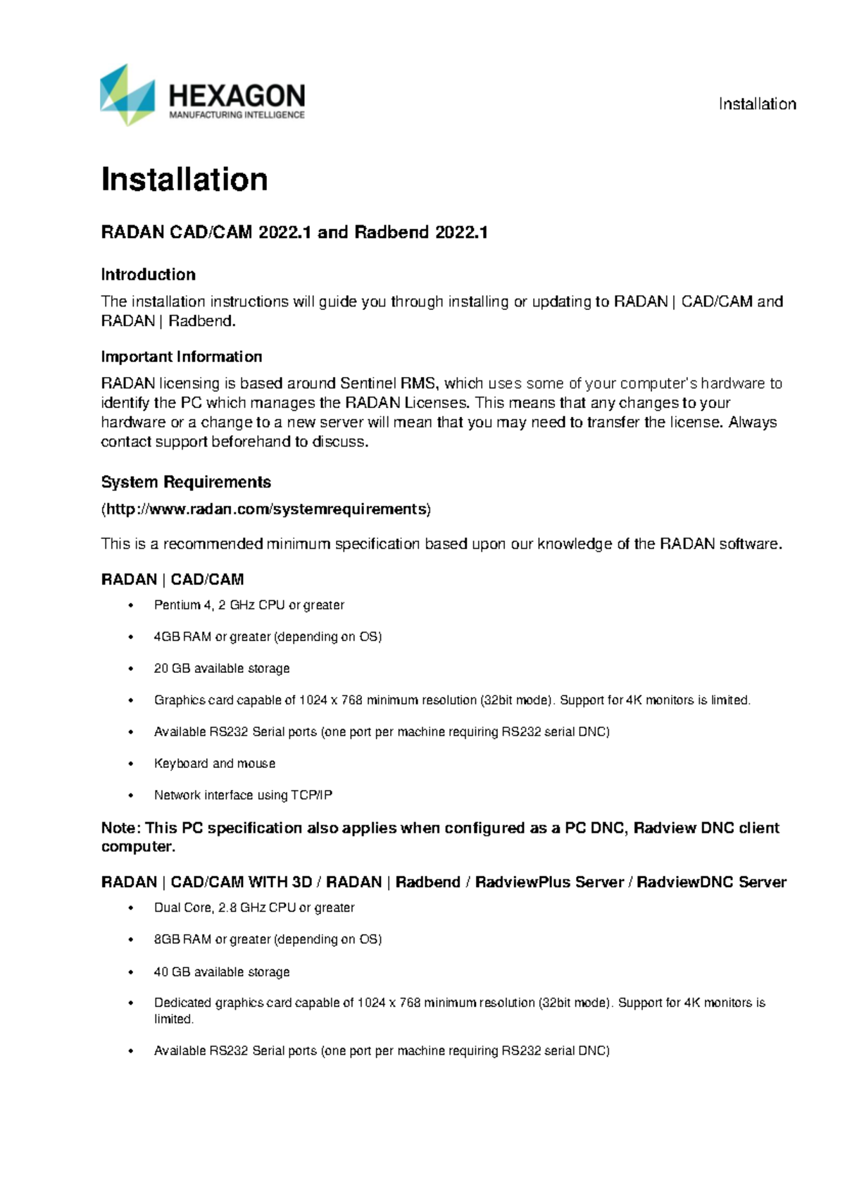 RADAN CAD/CAM 2022.1 Installation Instructions Guide - Studocu