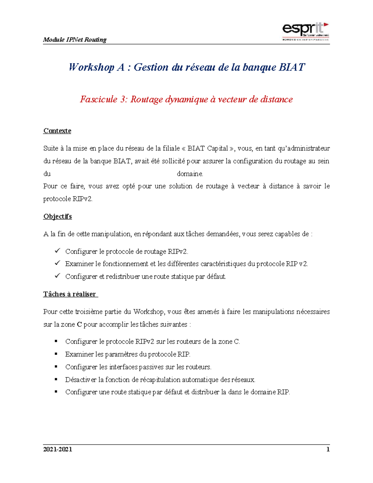 Atelier A : Fascicule 3 - Routage Dynamique avec RIPv2 dans le Réseau ...