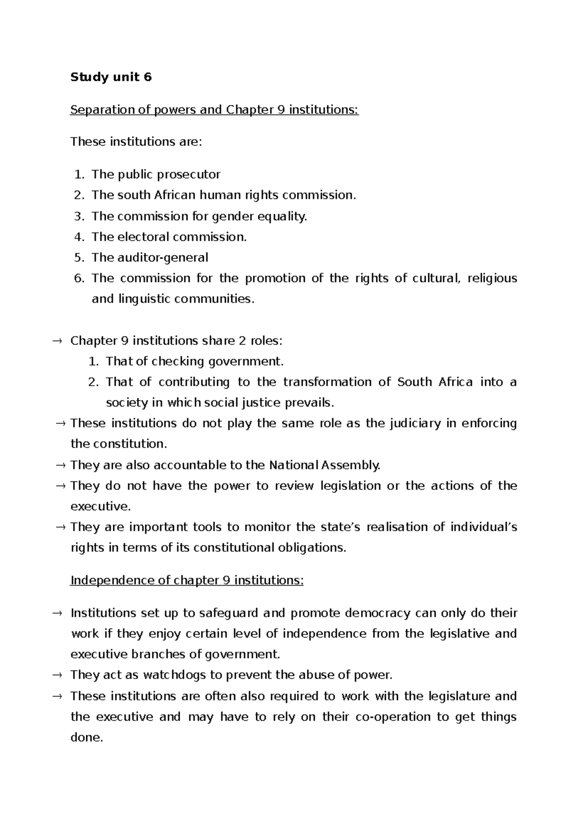 275 - Study Unit 6 - Summaries on Constitutional Law & Chapter 9 ...
