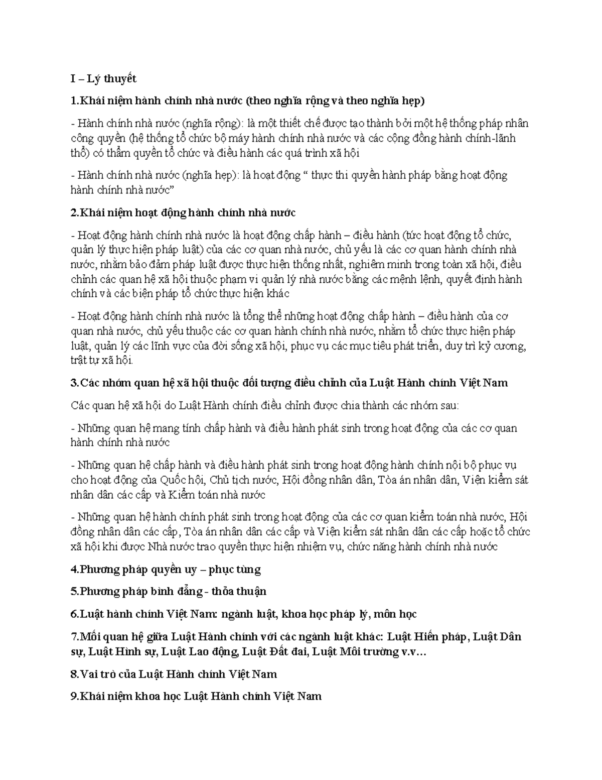 Đề cương Học phần Luật Hành chính (Mã môn: I) - Studocu