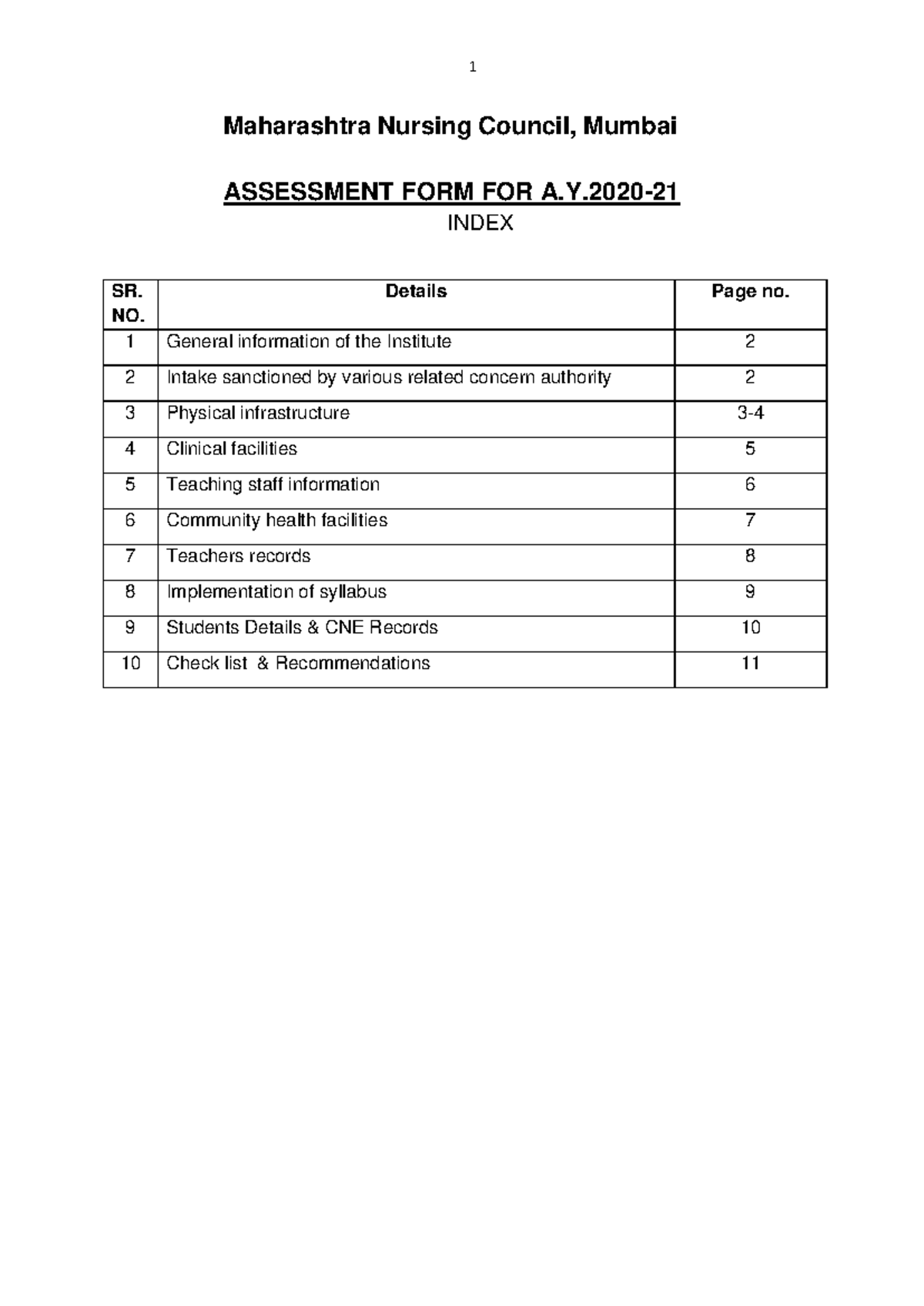 MNC Assessment Form for Nursing Institutions: Comprehensive Guide - Studocu