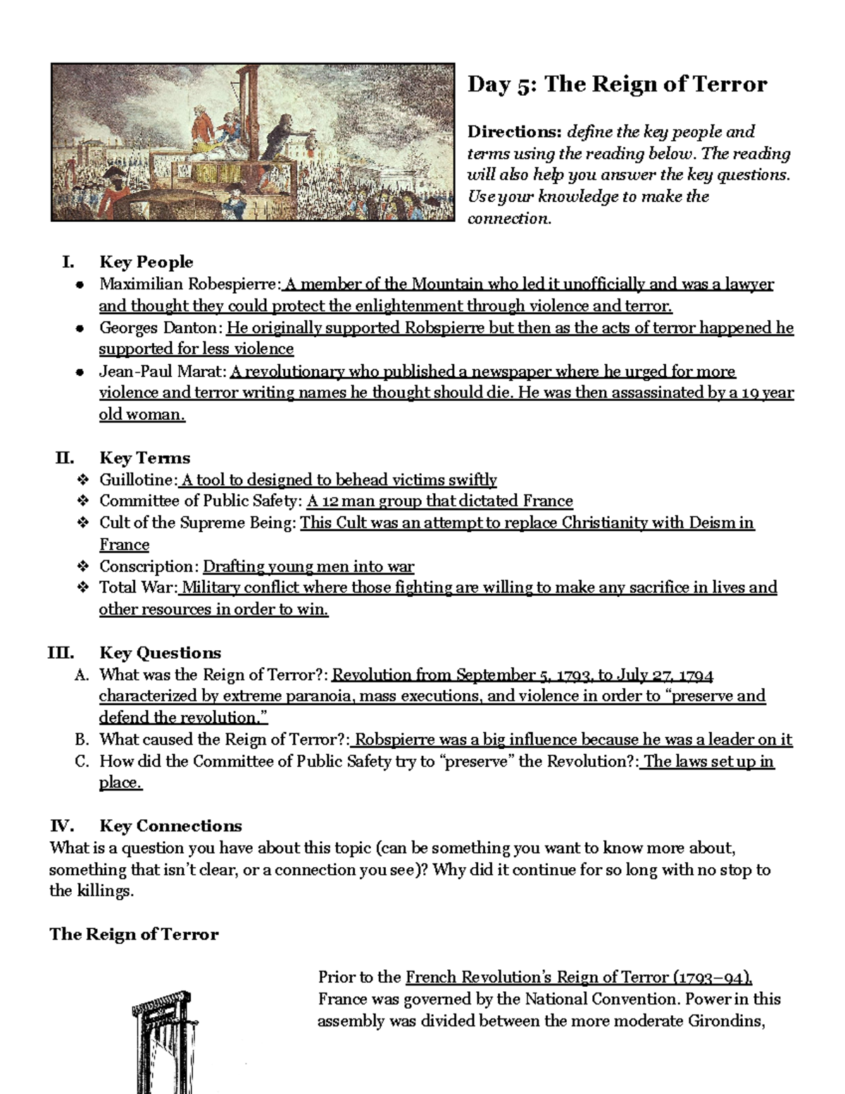 Revolutionary Insights: Day 7 - The Reign of Terror Overview - Studocu