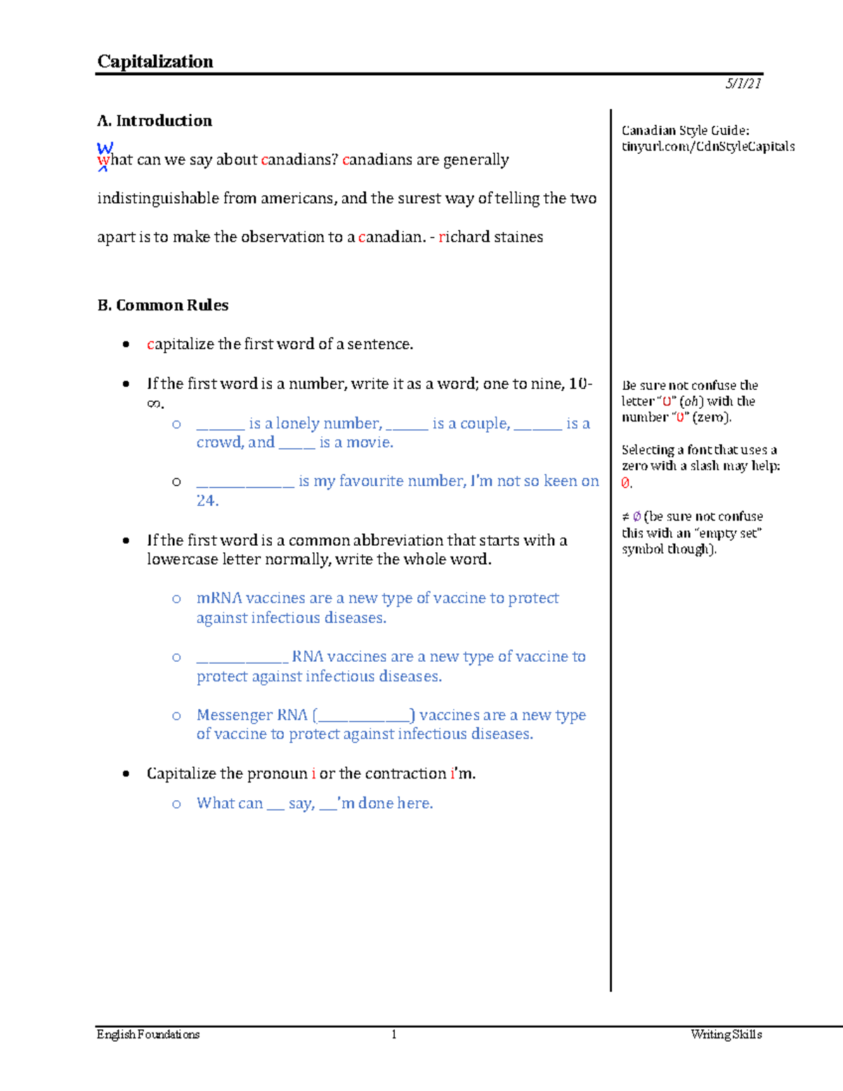 01. HO Capitalization Writing Skills Guide - Studocu