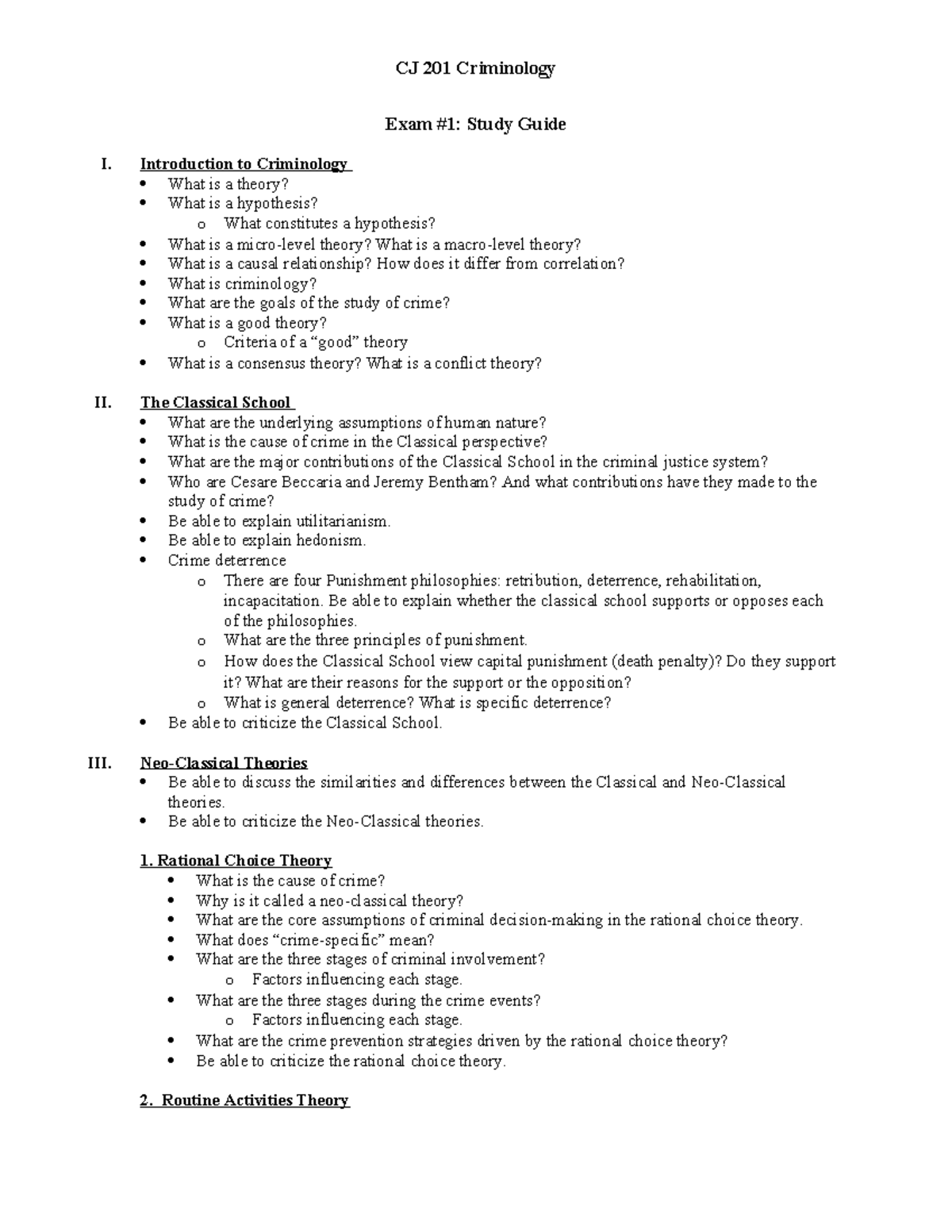 CJ 201 Criminology Exam #1: Comprehensive Study Guide & Key Theories ...