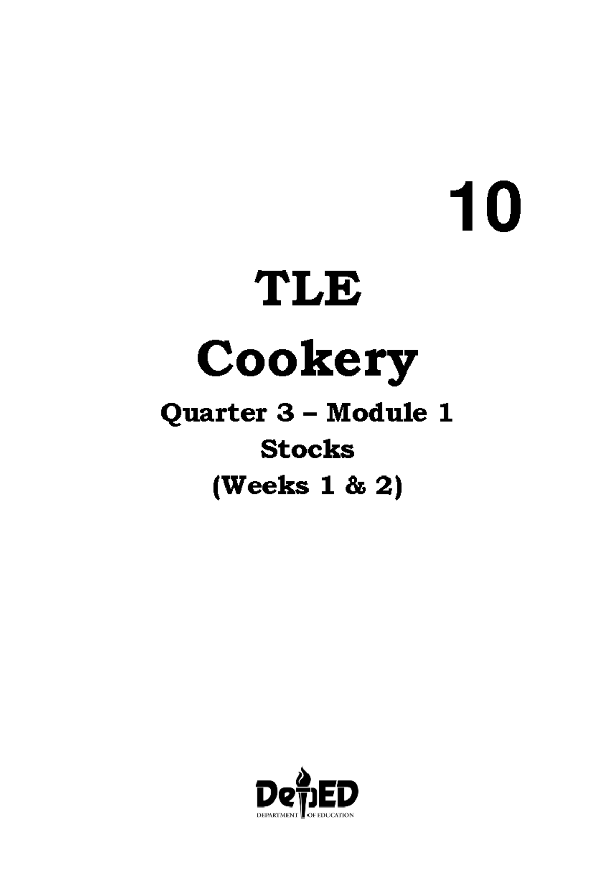 TLE Cookery Q3 Module 1: Understanding Stocks and Soups - Studocu