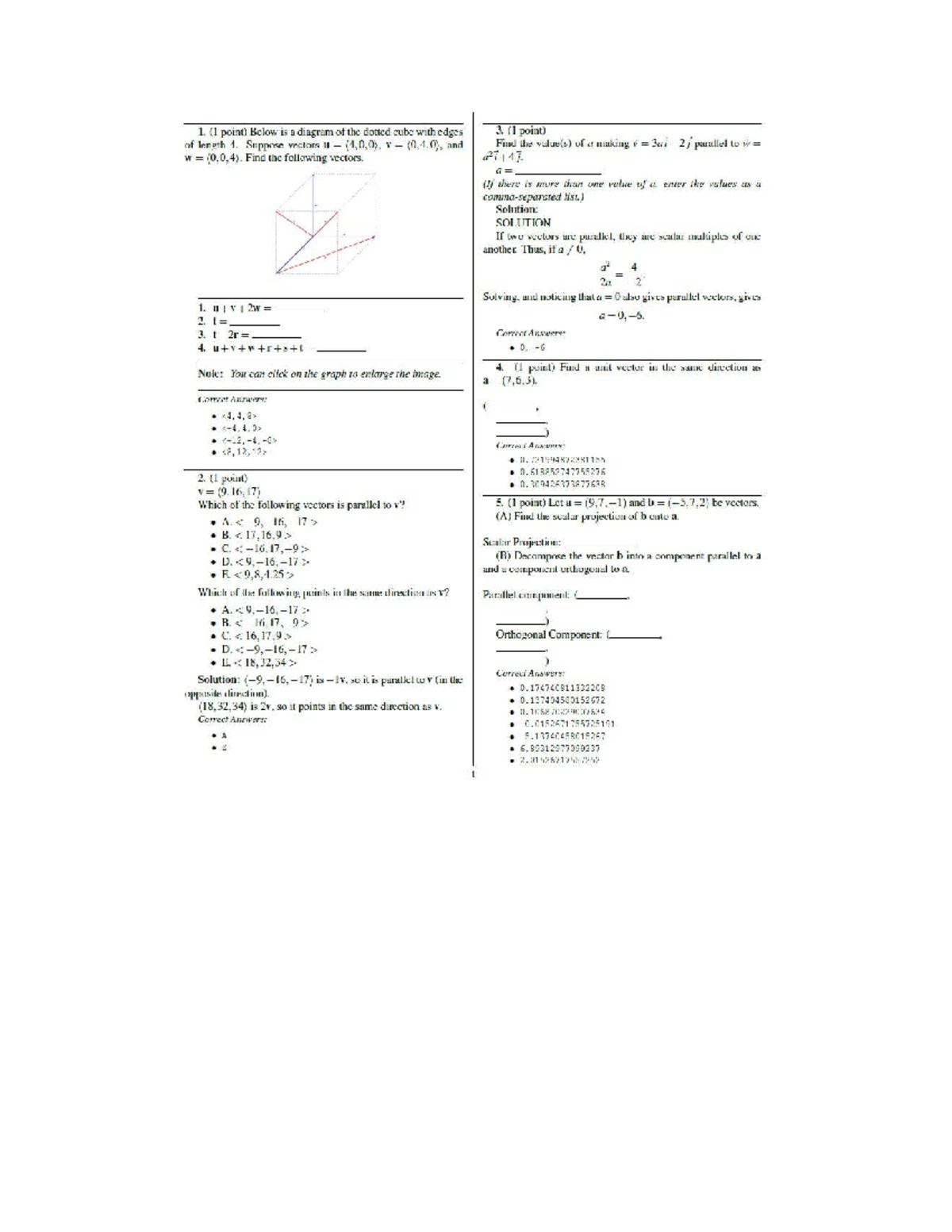 Webwork 2: Vectors and Parallelism Analysis - Studocu