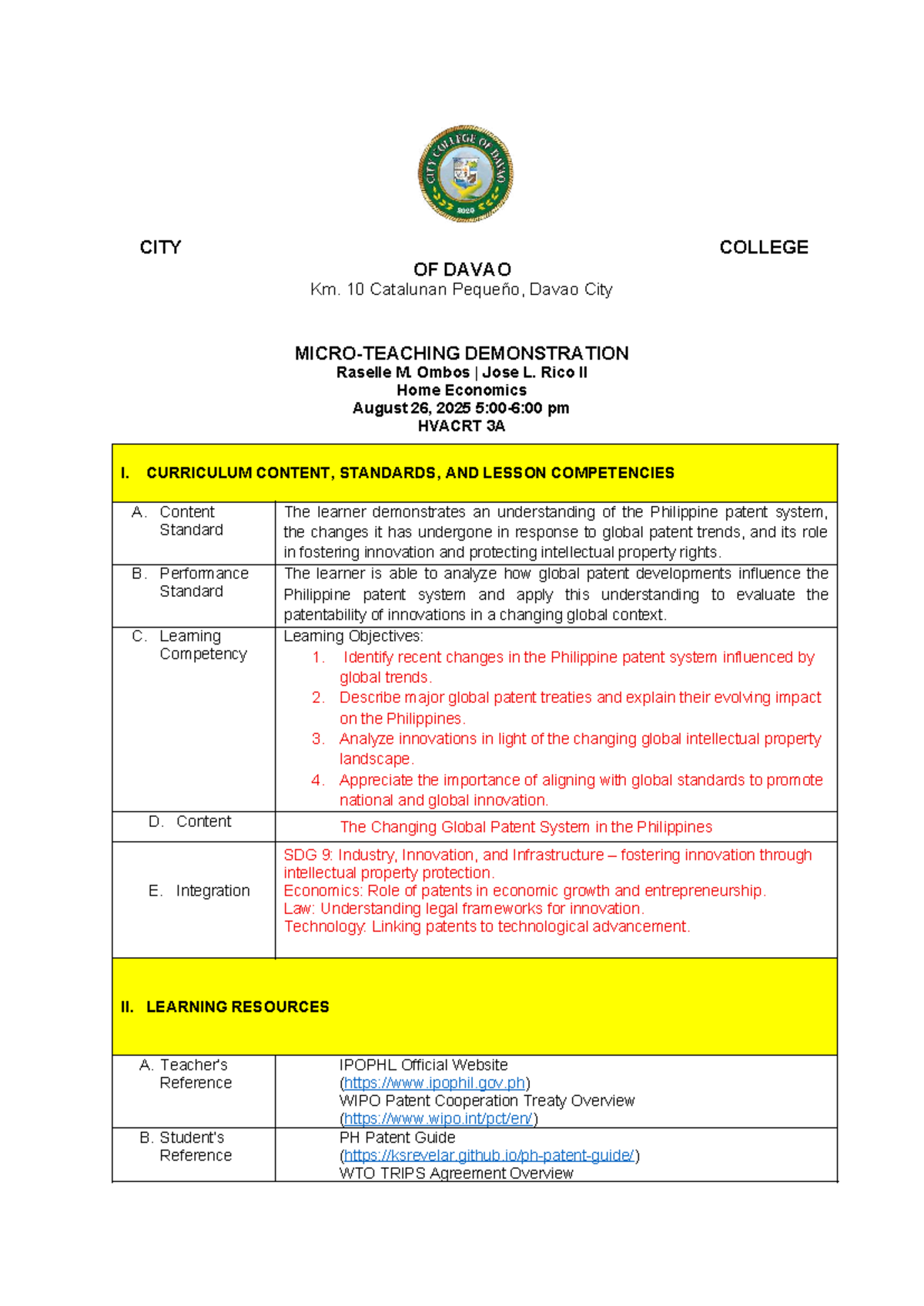 HVACRT 3A: Detailed Lesson Plan on the Changing Global Patent System ...