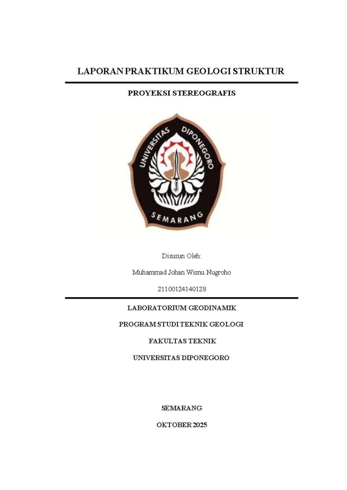 LAPORAN PRAKTIKUM GEOLOGI STRUKTUR: PROYEKSI STEREOGRAFIS ...